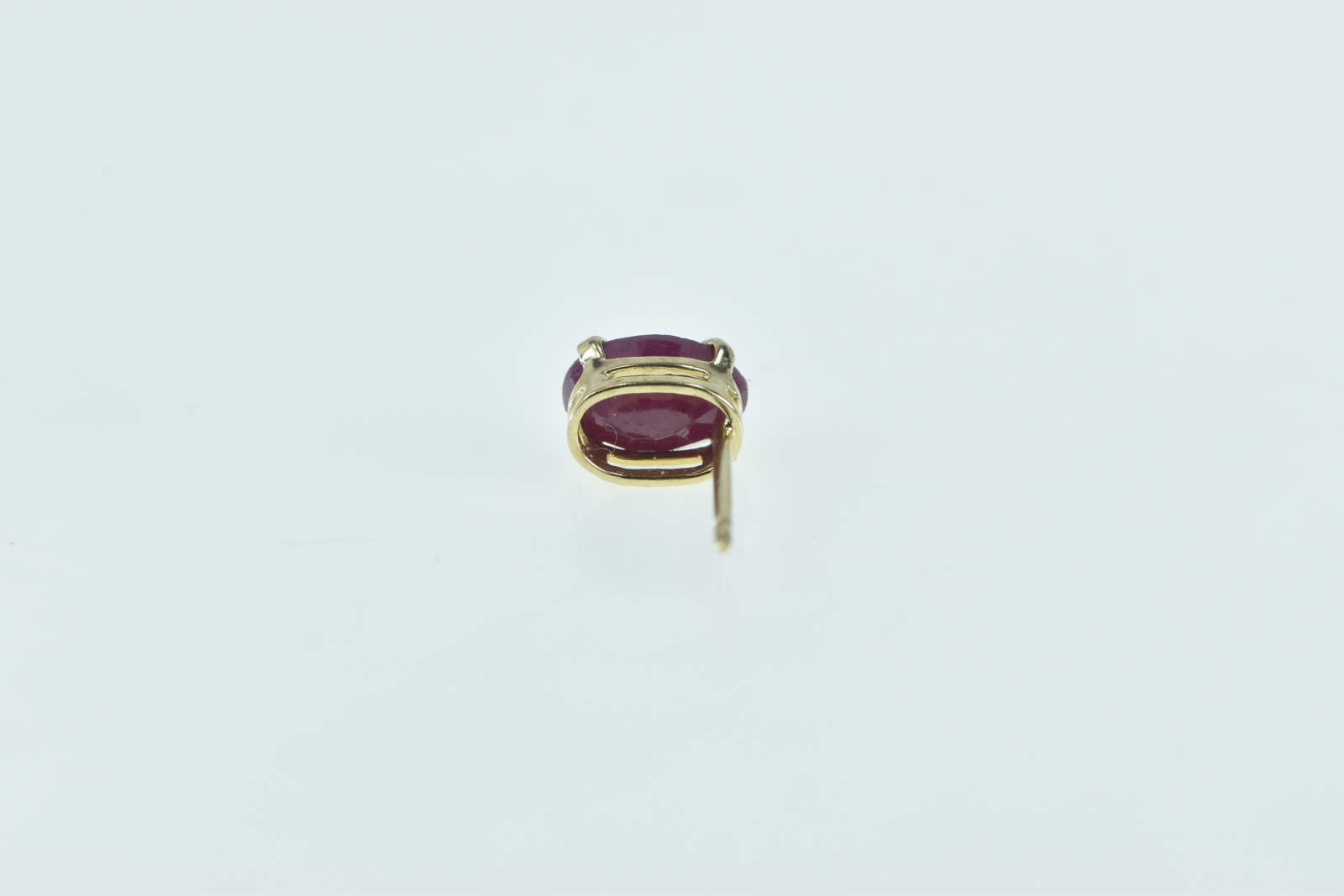 10K Single Ruby Solitaire Vintage Oval Stud Yellow Gold Earring ...
