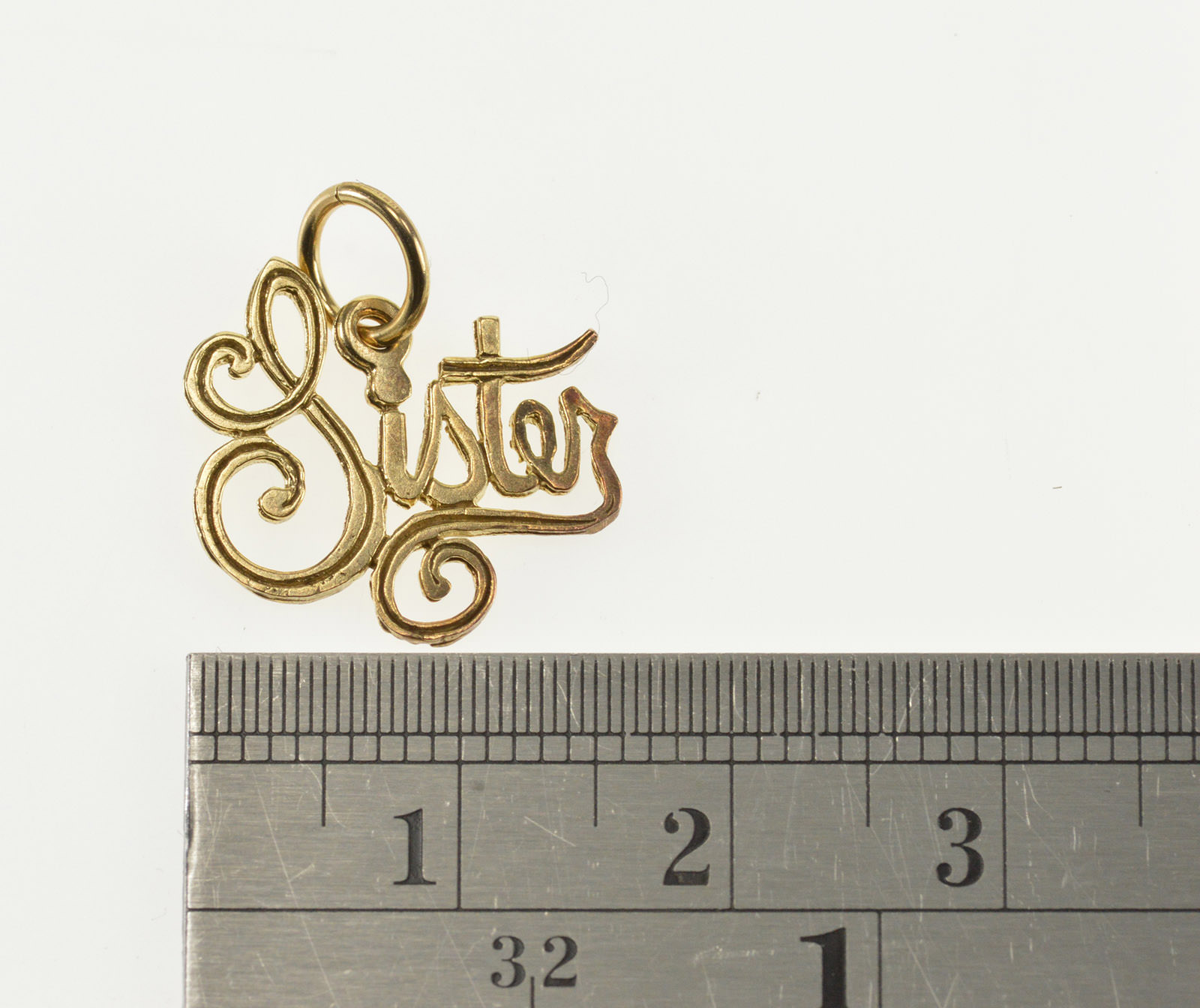 10K Sister Cursive Word Sibling Cut Out Yellow Gold Charm/Pendant ...