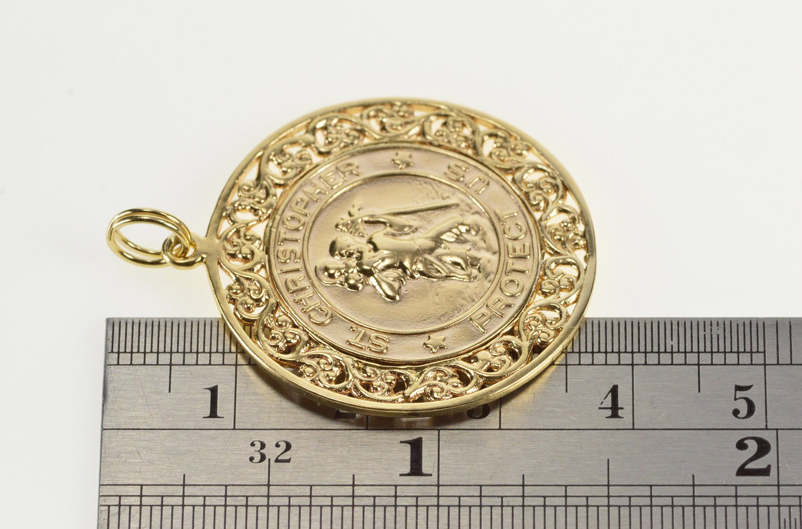 10K St. Christopher Protect Us Travel Protection Yellow Gold Charm ...