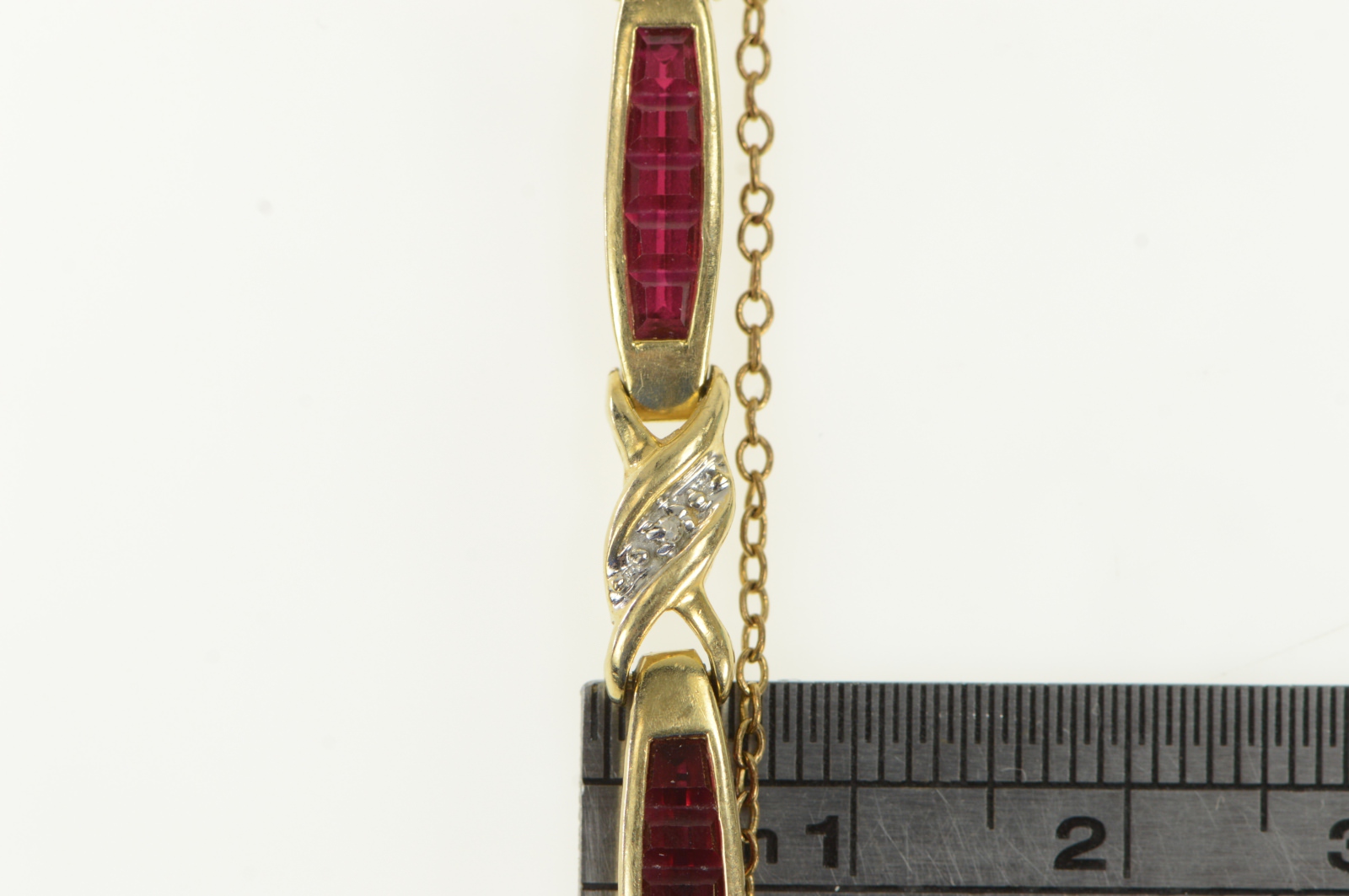 10K Syn. Ruby Diamond X Link Vintage Tennis Yellow Gold Bracelet 7 ...