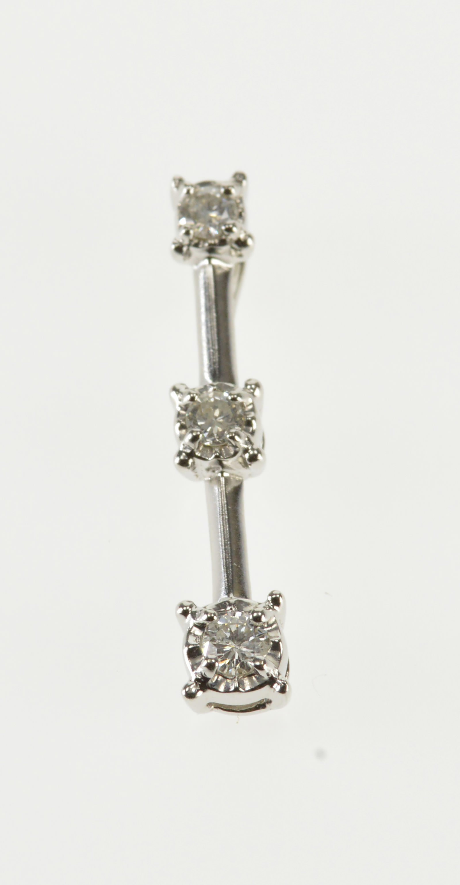 10K Tiered Design Squared Inset Diamond Bar White Gold Pendant ...