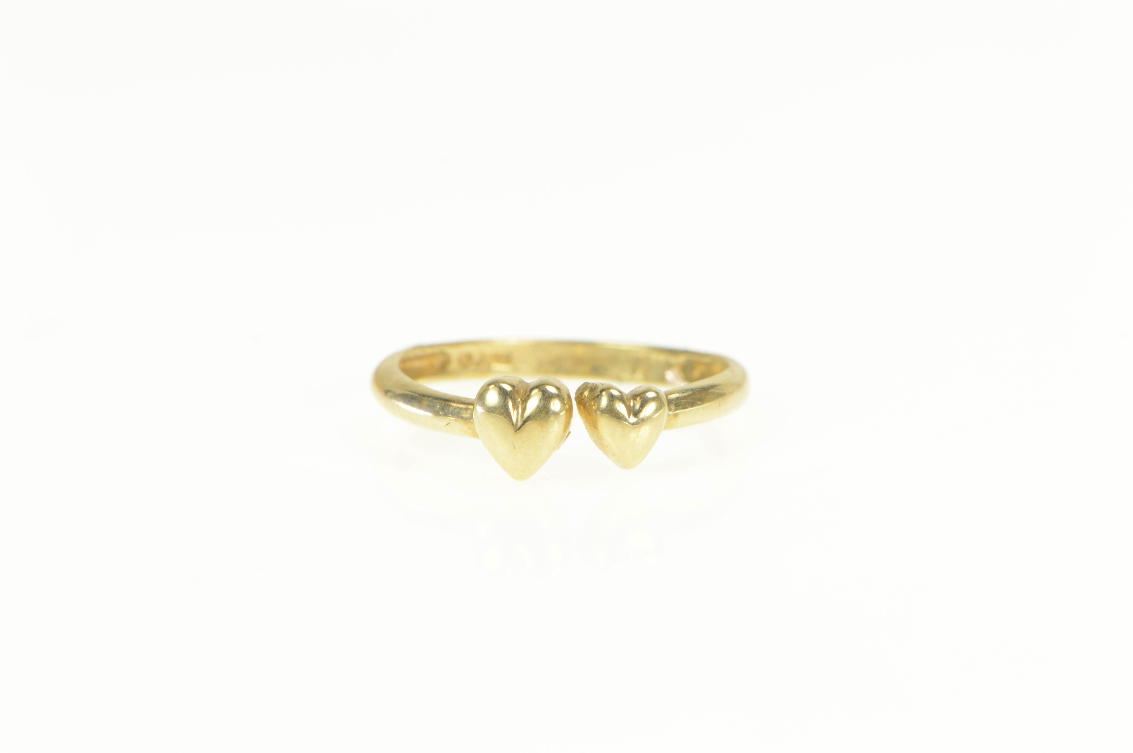 10K Two Heart Love Symbol Romantic Stackable Yellow Gold Ring, Size 4 ...