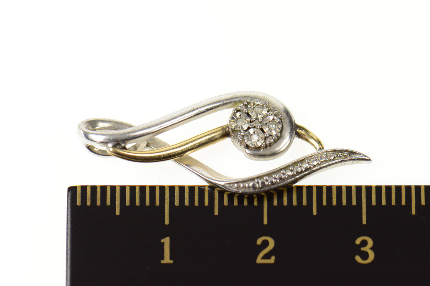 10K Two Tone Diamond Treble Clef Curvy Symbol Yellow Gold Pendant ...