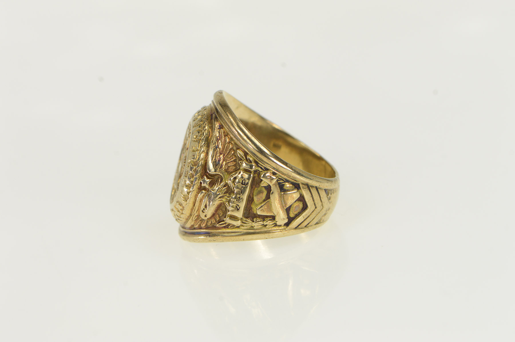 10K US Army Air Forces Pilot Officer Class Yellow Gold Ring, Size 8.25 ...