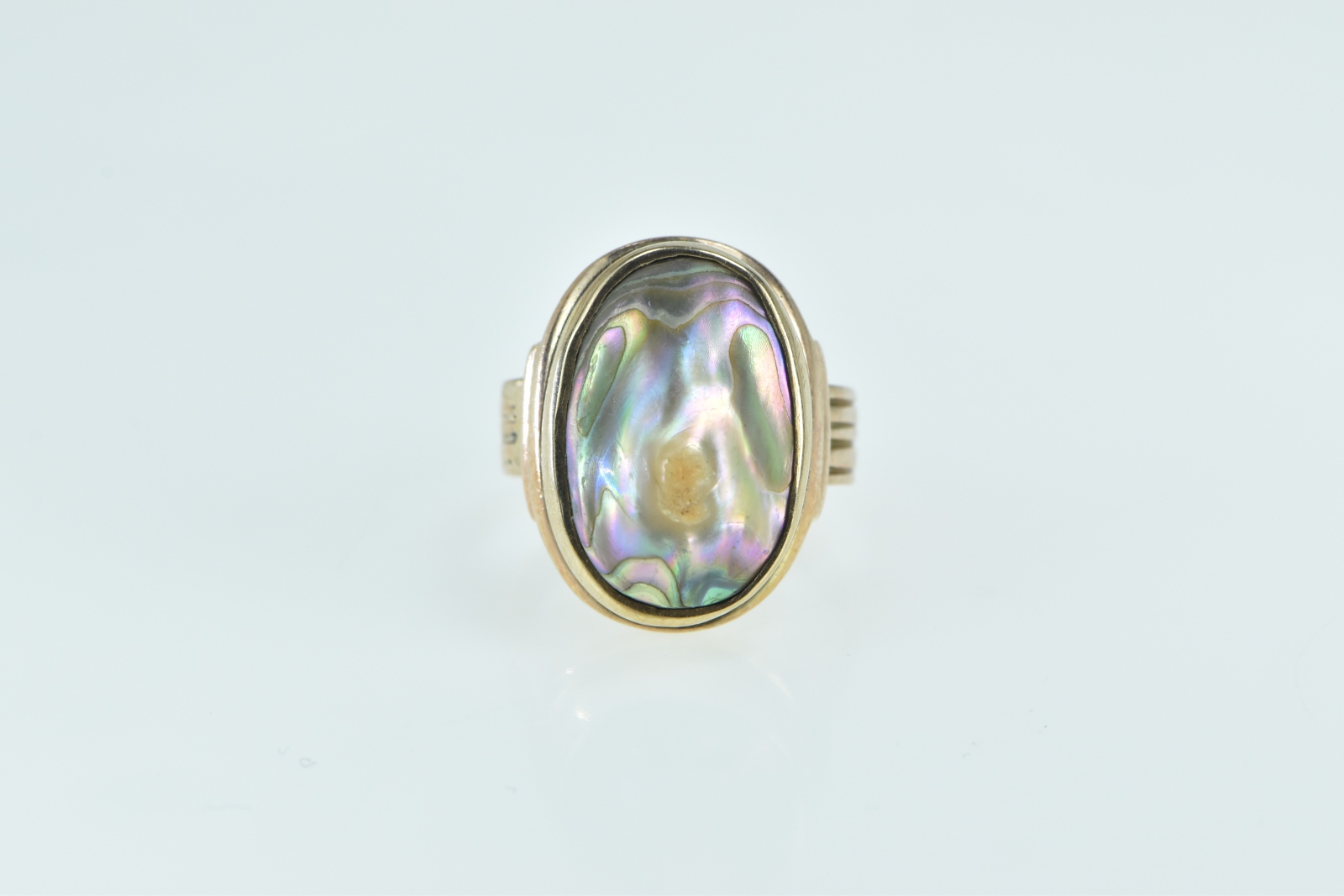 10K Victorian Abalone Shell Bezel Statement Yellow Gold Ring, Size 3.75 ...