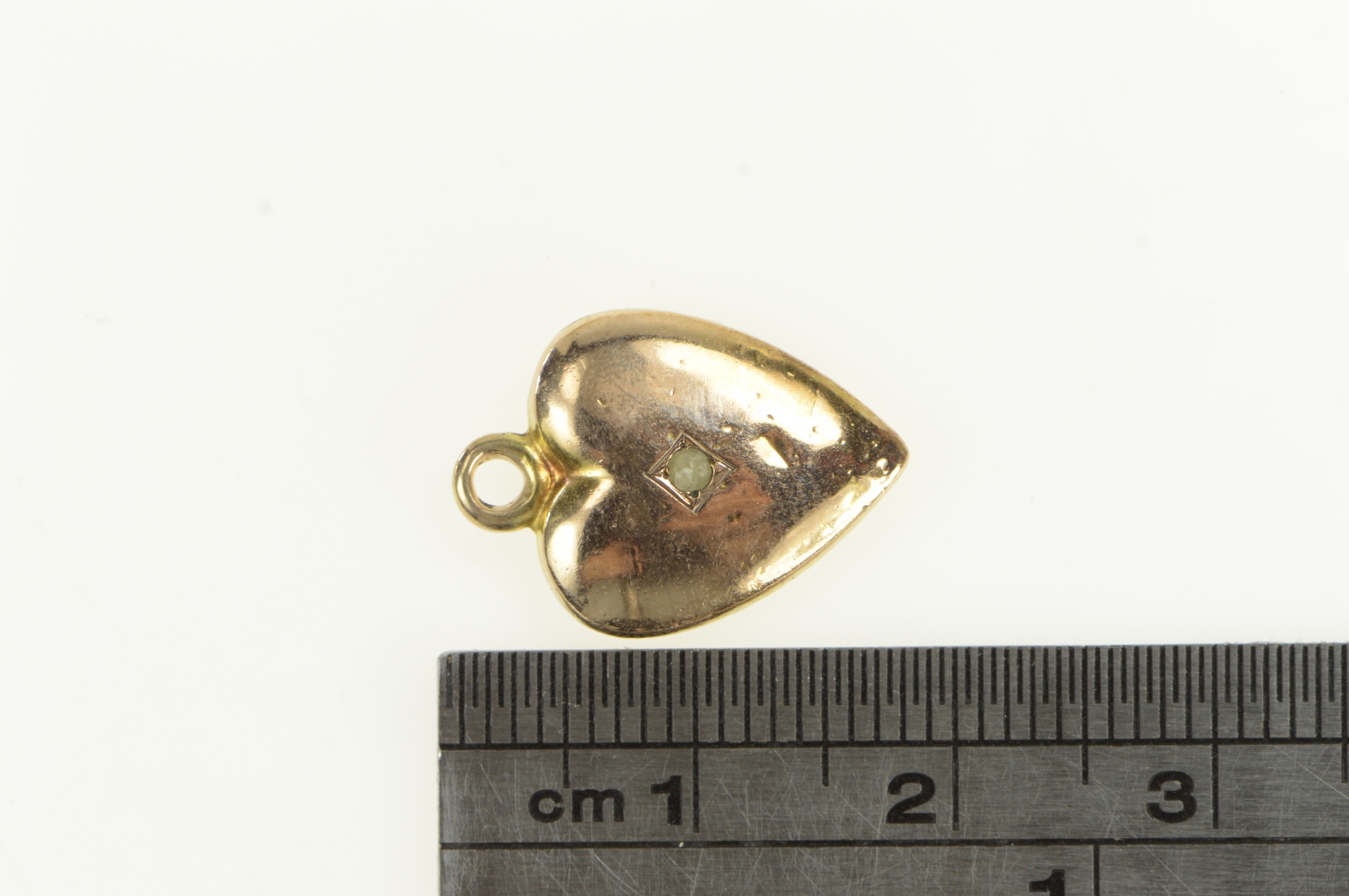 10K Victorian Diamond Puffy Heart Forget Me Not Yellow Gold Charm ...