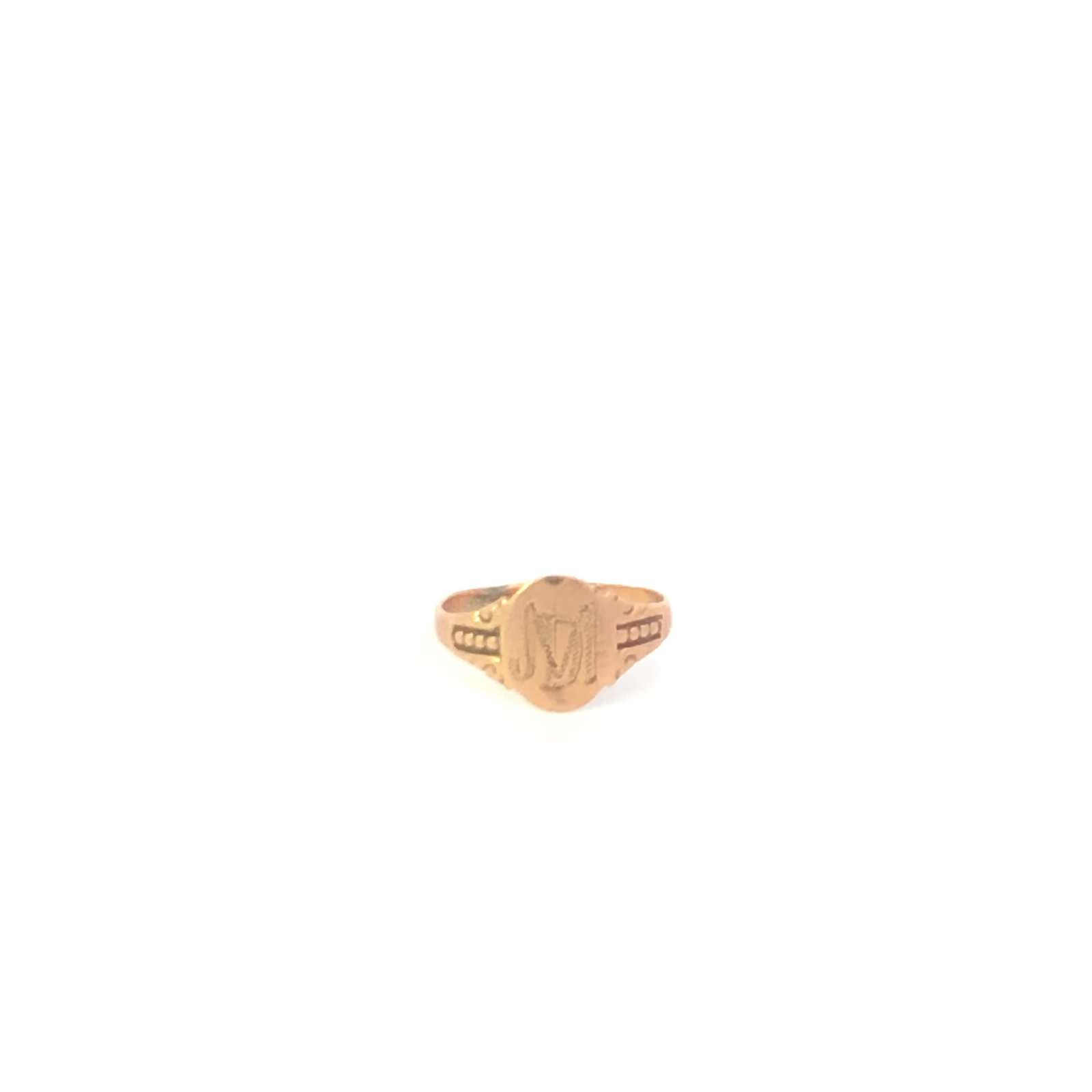 10K Victorian M Monogram Initial Child's Baby Yellow Gold Ring, Size 0. ...