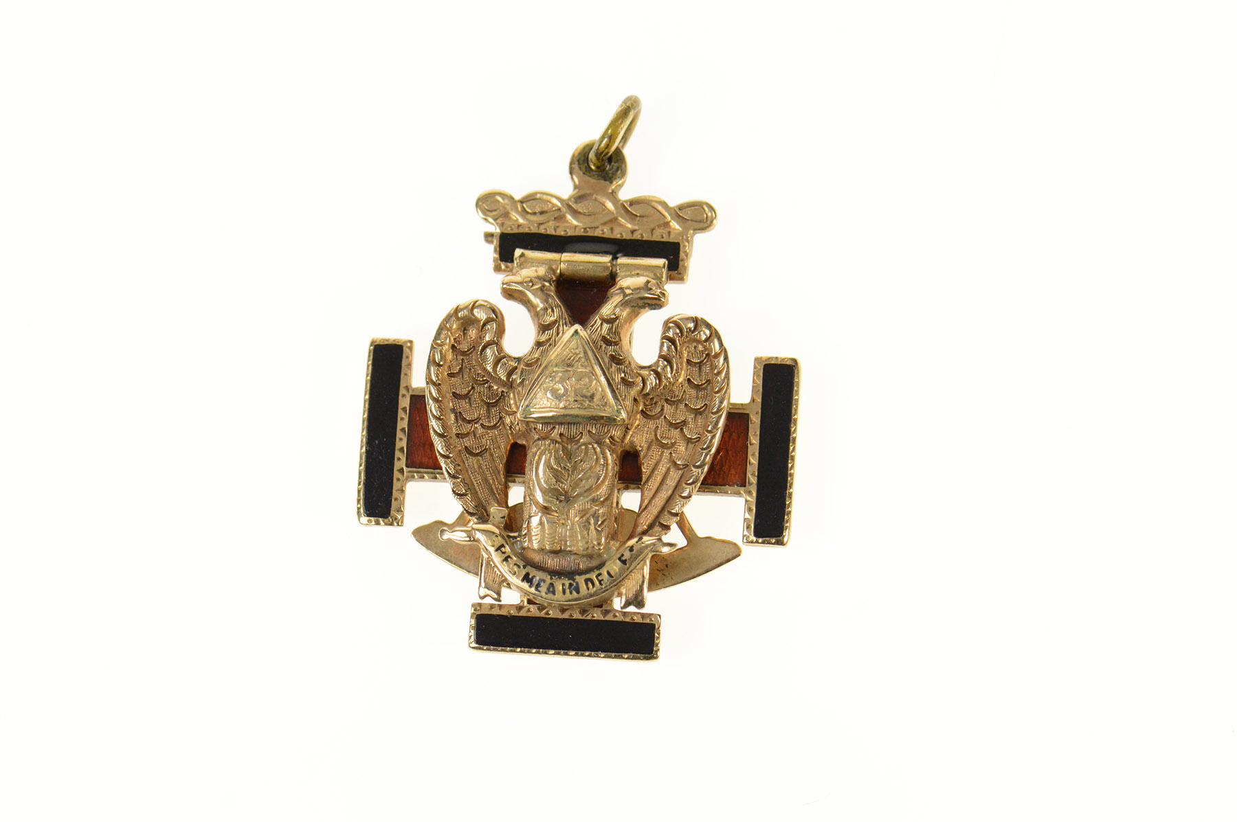 10K Victorian Ornate Masonic Enamel Watch Fob Yellow Gold Pendant ...