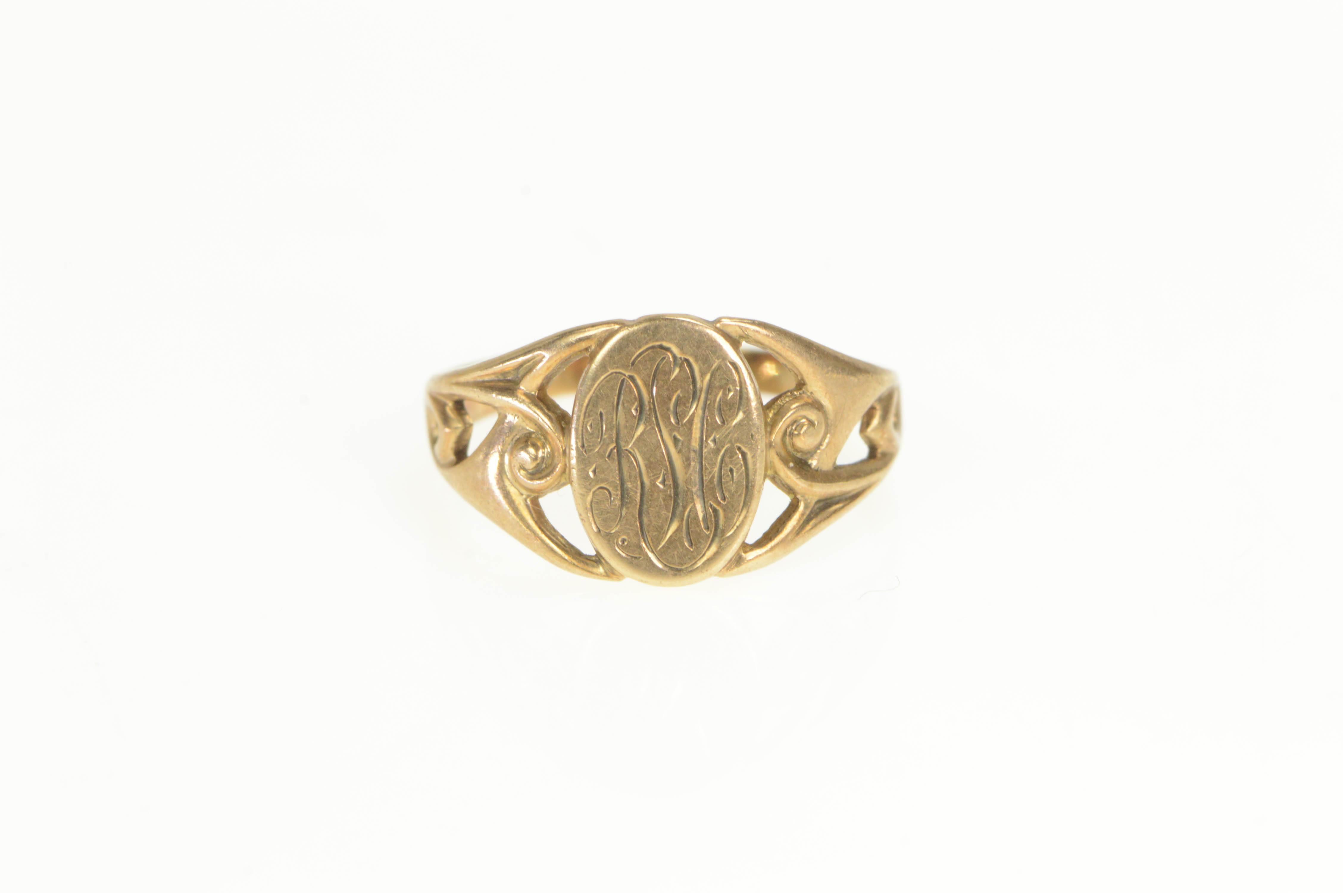 10K Victorian RSC Monogram Name Initial Engraved Yellow Gold Ring, Size ...
