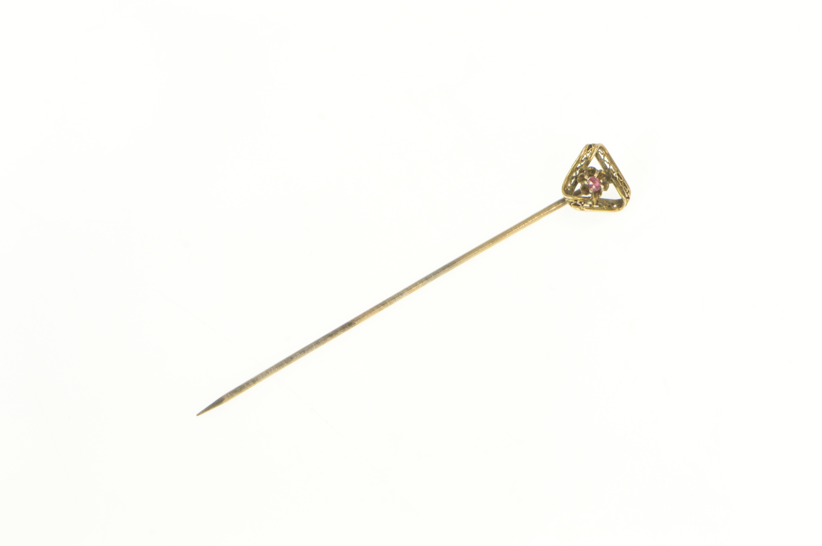10K Victorian Ruby Filigree Twisted Triangle Yellow Gold Pin/Brooch ...
