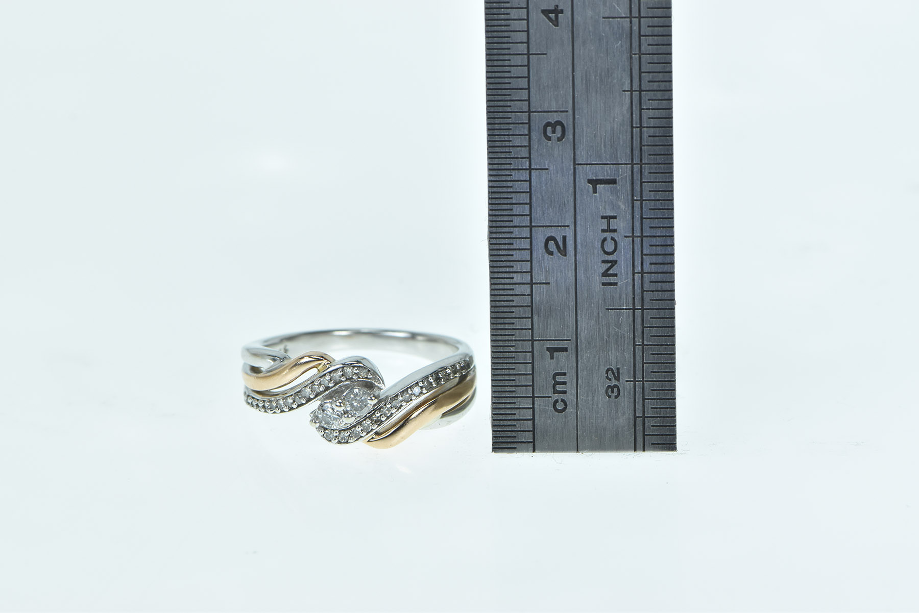 10K Vintage Diamond Two Stone Promise White Gold Ring, Size 6.75 ...