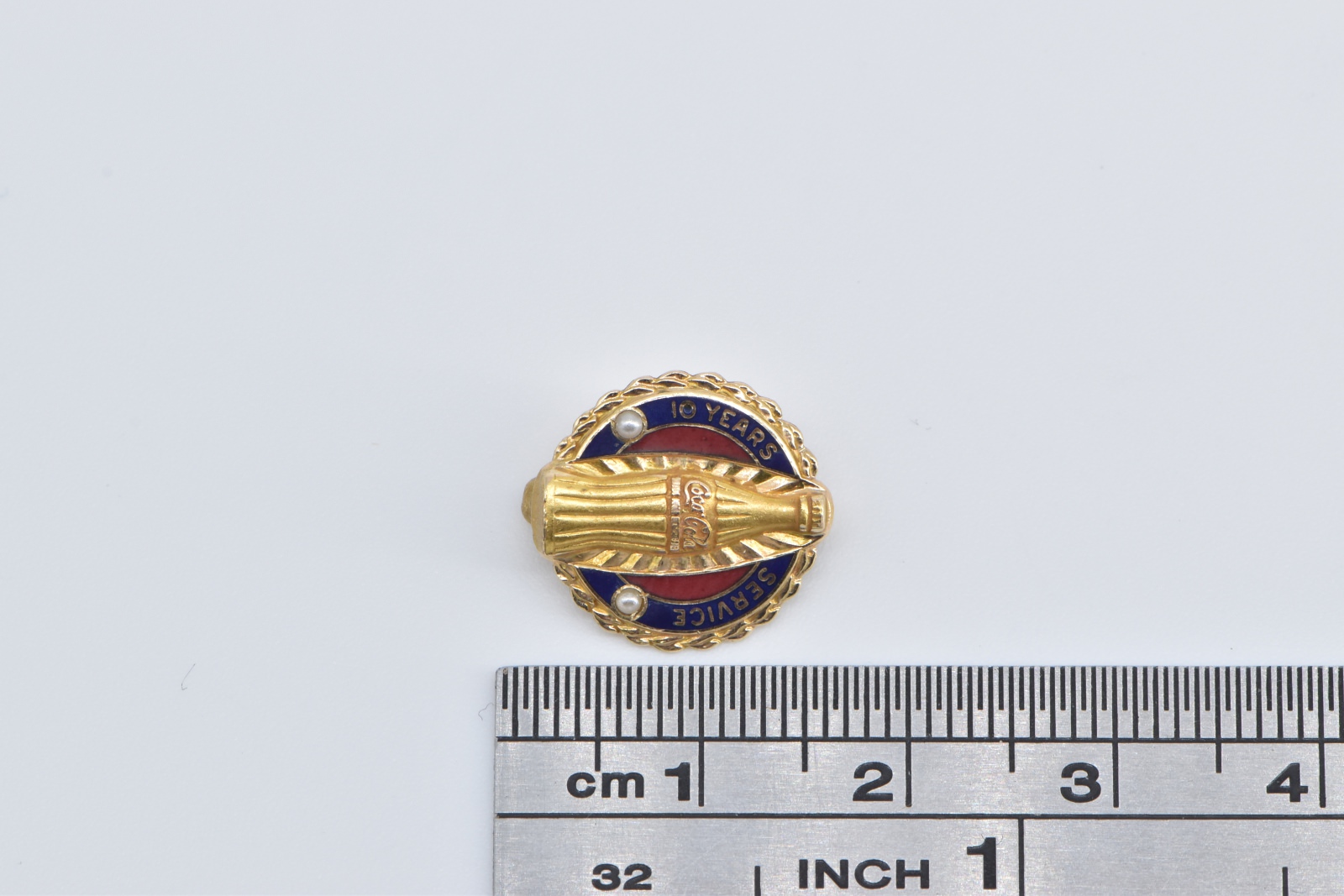 10K Vintage Enamel Coca Cola 10 Years Service Lapel Yellow Gold Pin ...