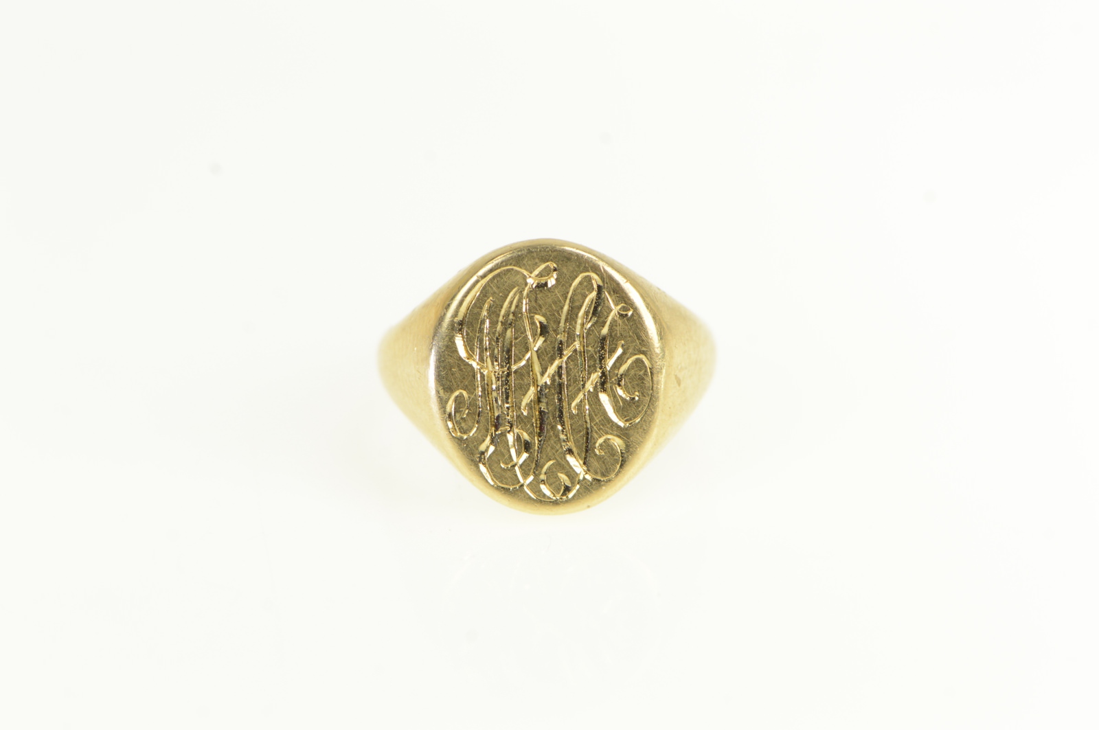 10K Vintage Monogram Signet MHH Pinky Yellow Gold Ring, Size 3.5 ...