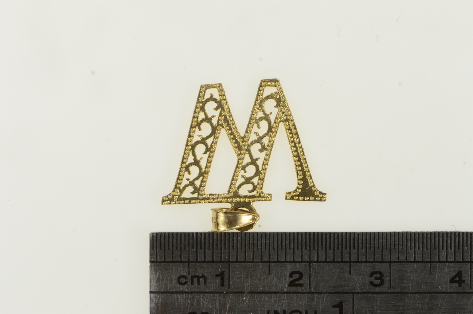 10K W Filigree Letter Monogram Name Initial Yellow Gold Pendant ...