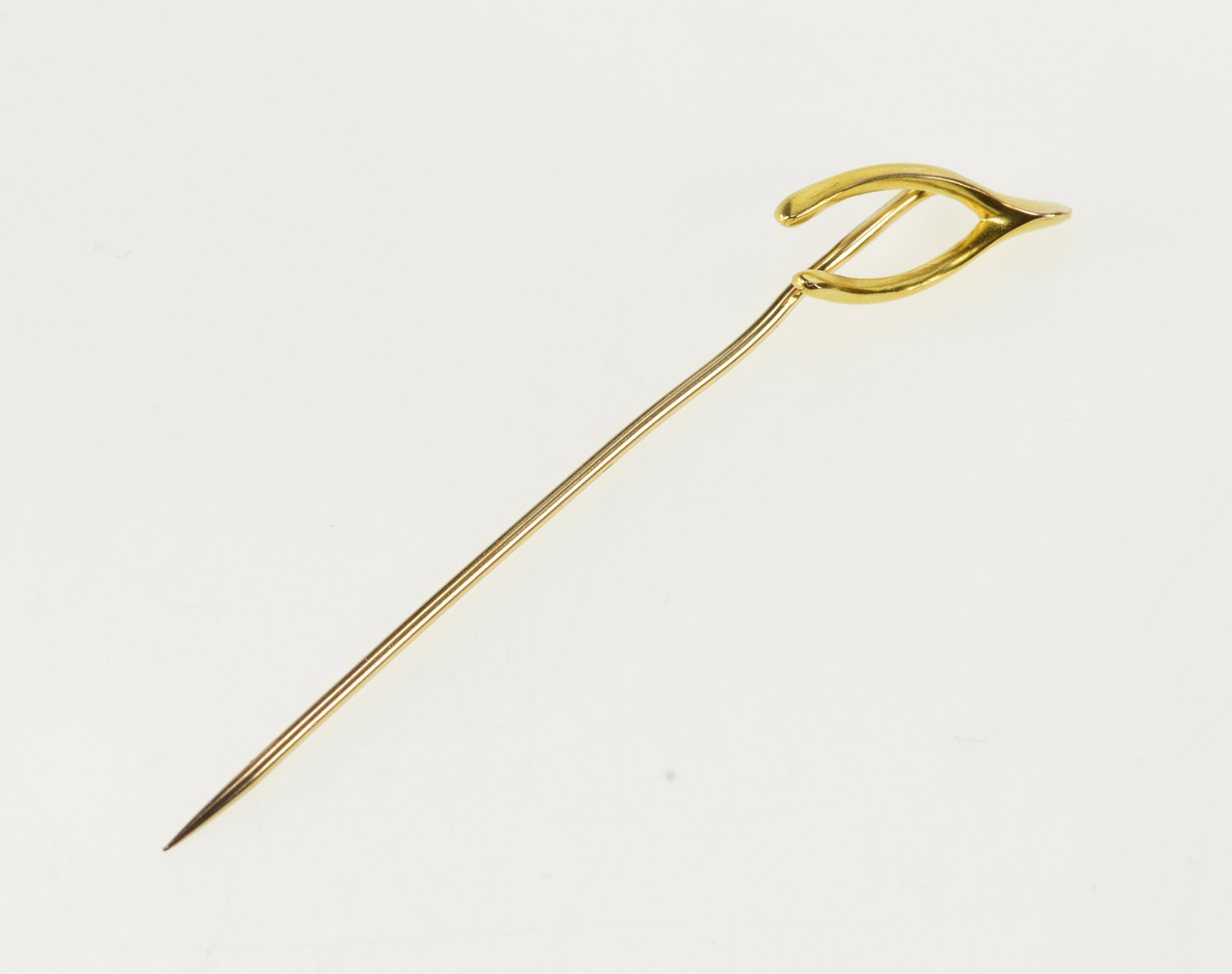 10K Wishbone Lucky Good Luck Symbol Yellow Gold Stick Pin | Property Room