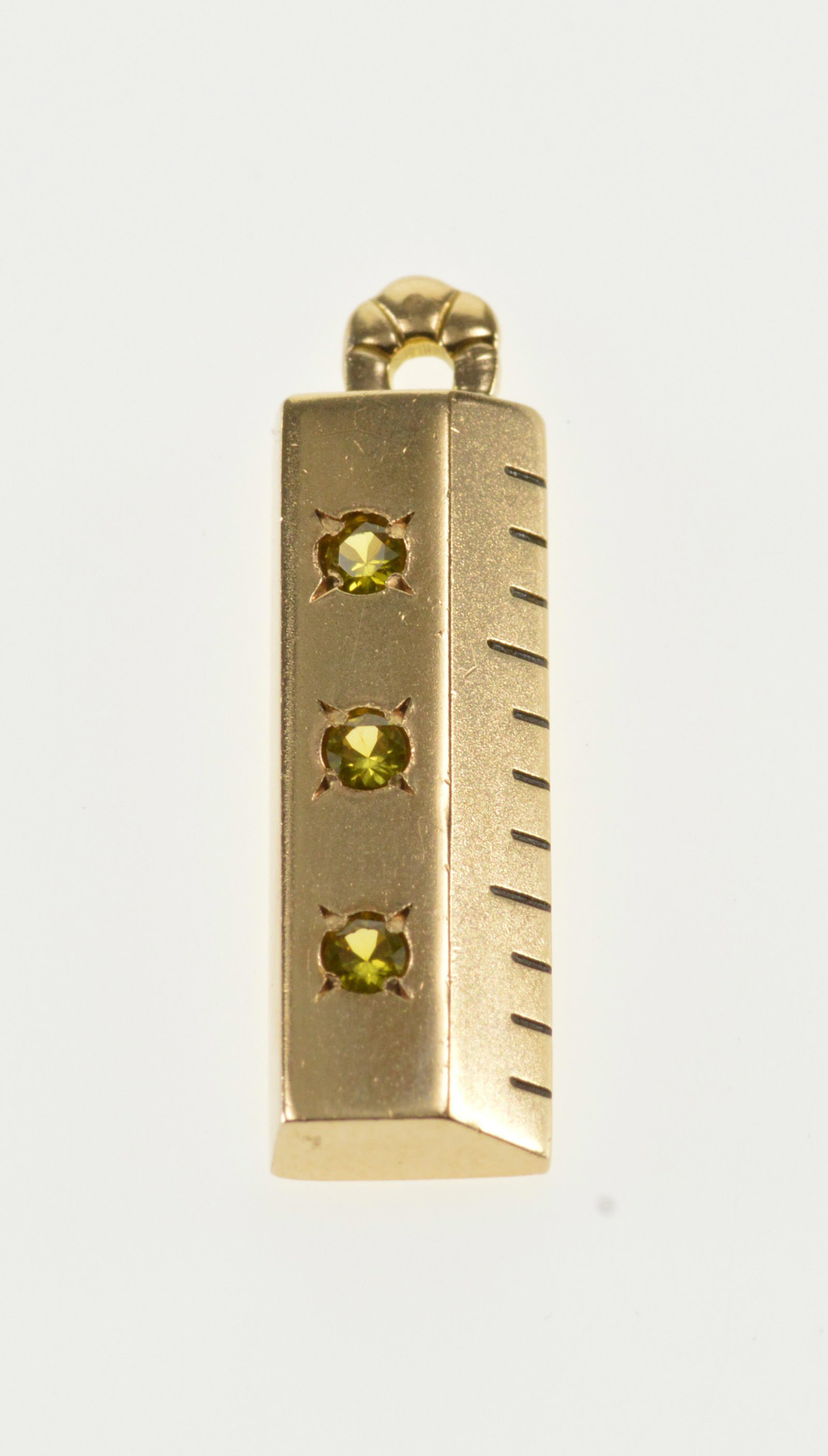10K Yellow Inset Grooved Ruler Wedge Yellow Gold Charm/Pendant ...