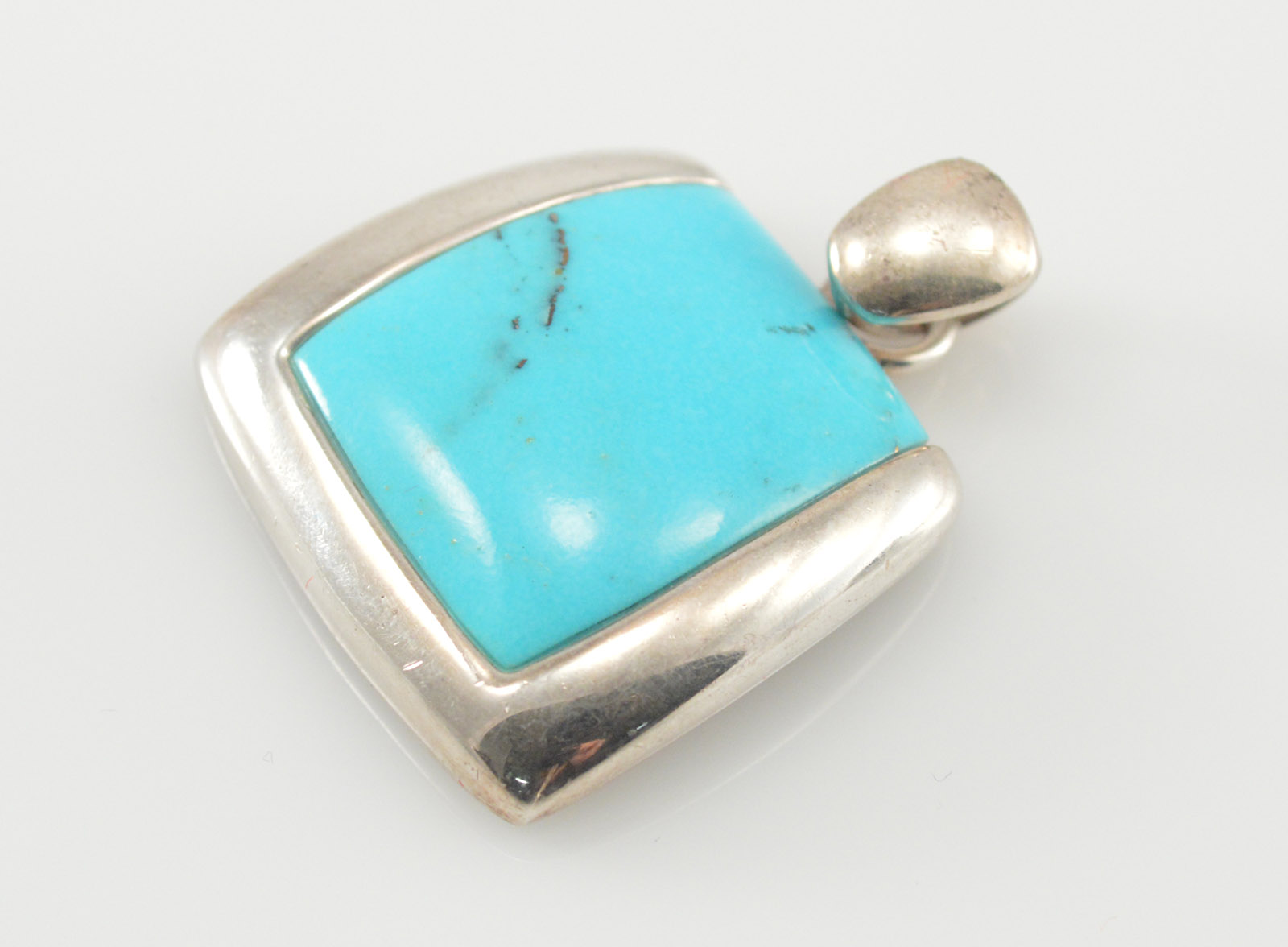 11.1g Solid Silver Modern Turquoise Colored Stone Sterling Pendant ...