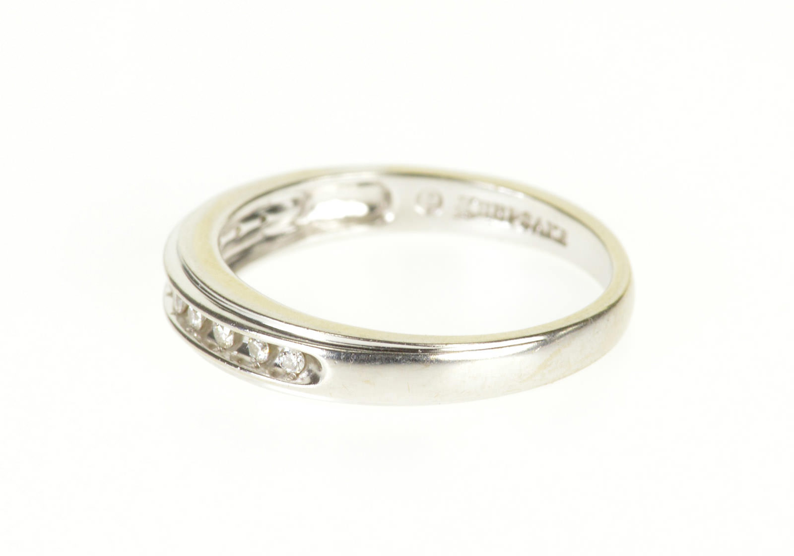 14K 0.10 Ctw Channel Inset Diamond Wedding Band White Gold Ring, Size 7 ...