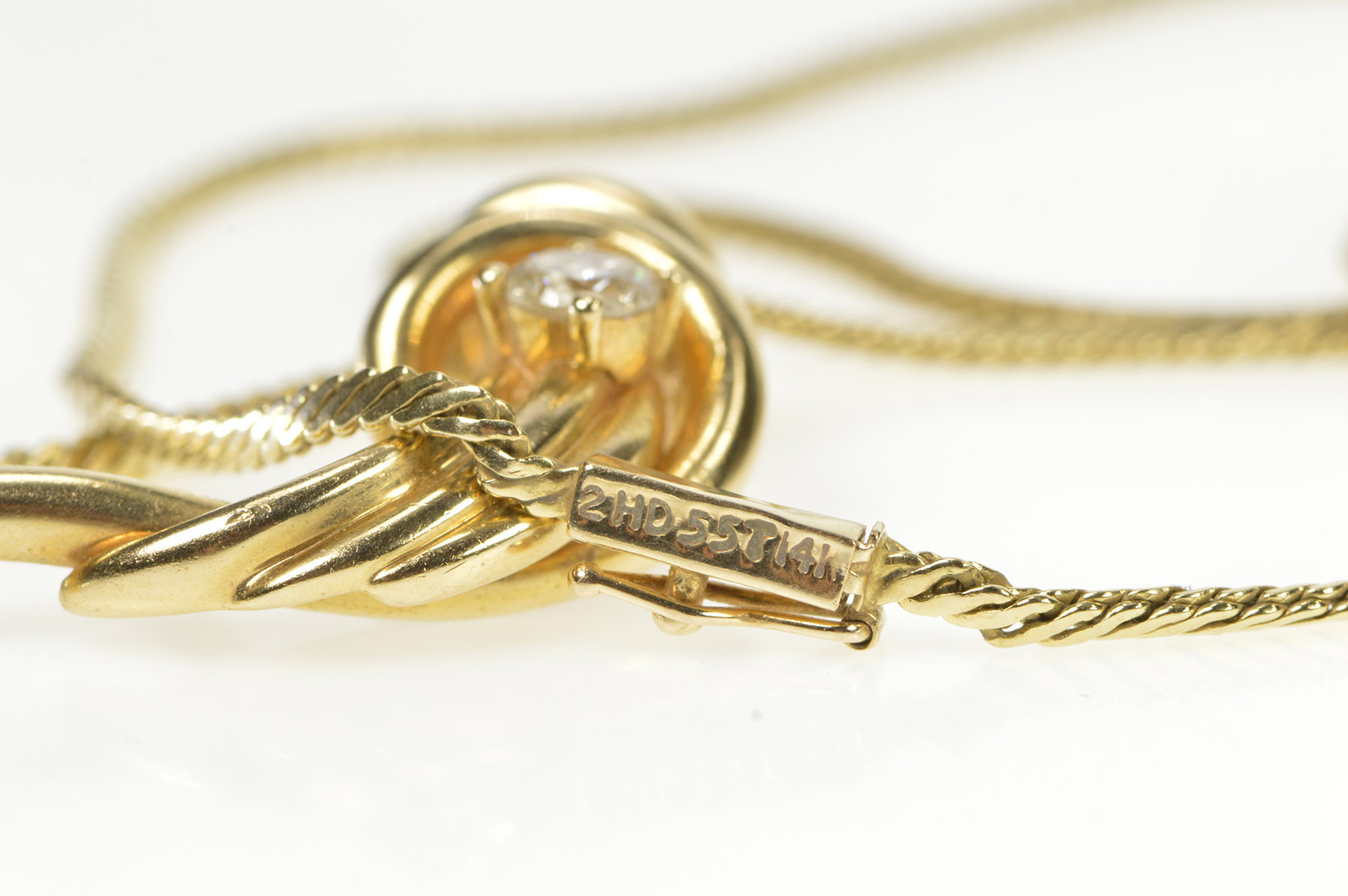 14K 0.37 Ct Diamond Freeform Wavy Chain Yellow Gold Necklace 17 ...