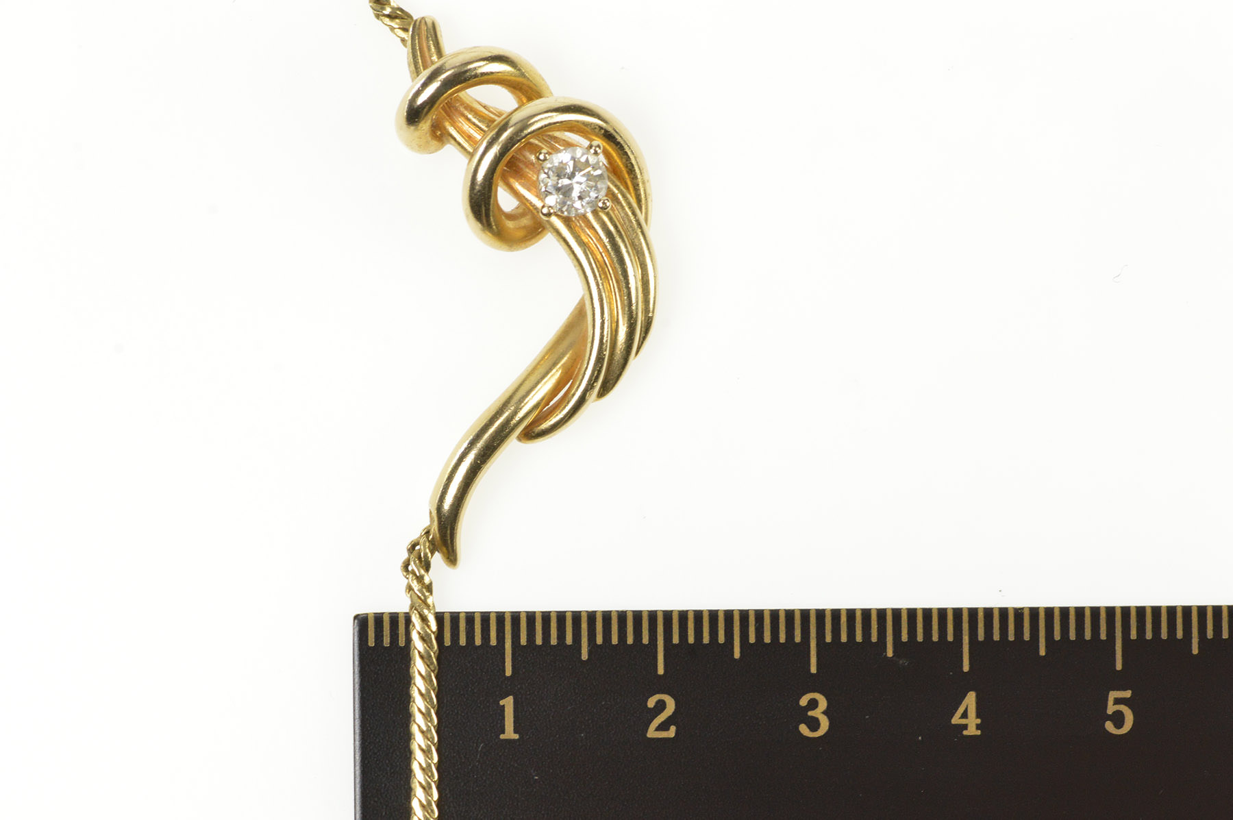 14K 0.37 Ct Diamond Freeform Wavy Chain Yellow Gold Necklace 17 ...