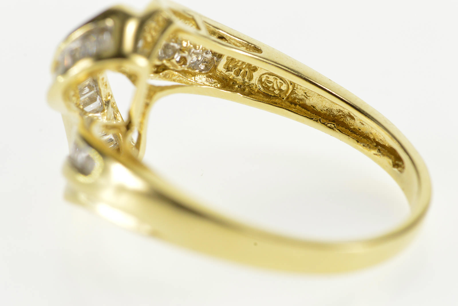 14K 0.54 Ctw Diamond Channel Inset Wavy Freeform Yellow Gold Ring, Size ...