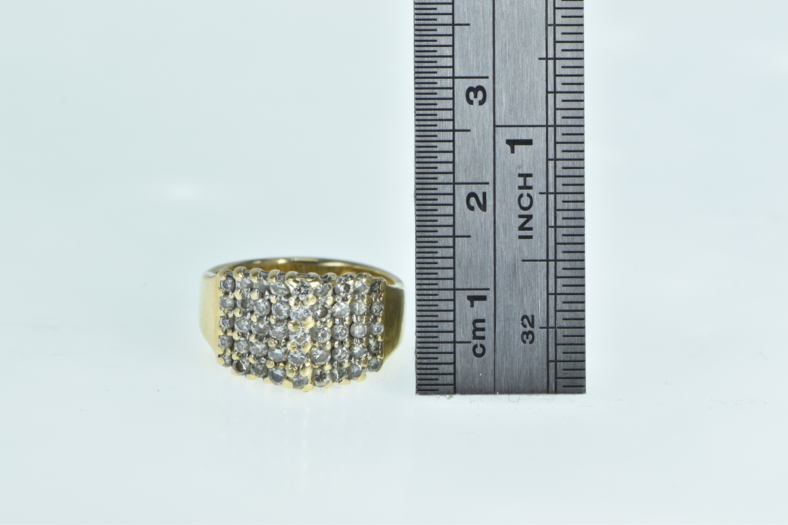 14K 0.75 Ctw Diamond Squared Cluster Statement Yellow Gold Ring, Size 6.5 | Property Room