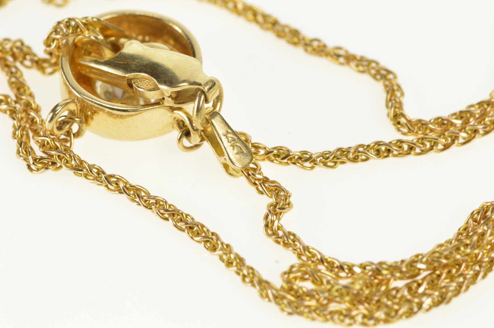 14K 0.75Ctw Bezel Diamond Solitaire Palma Chain Yellow Gold Necklace 16 ...