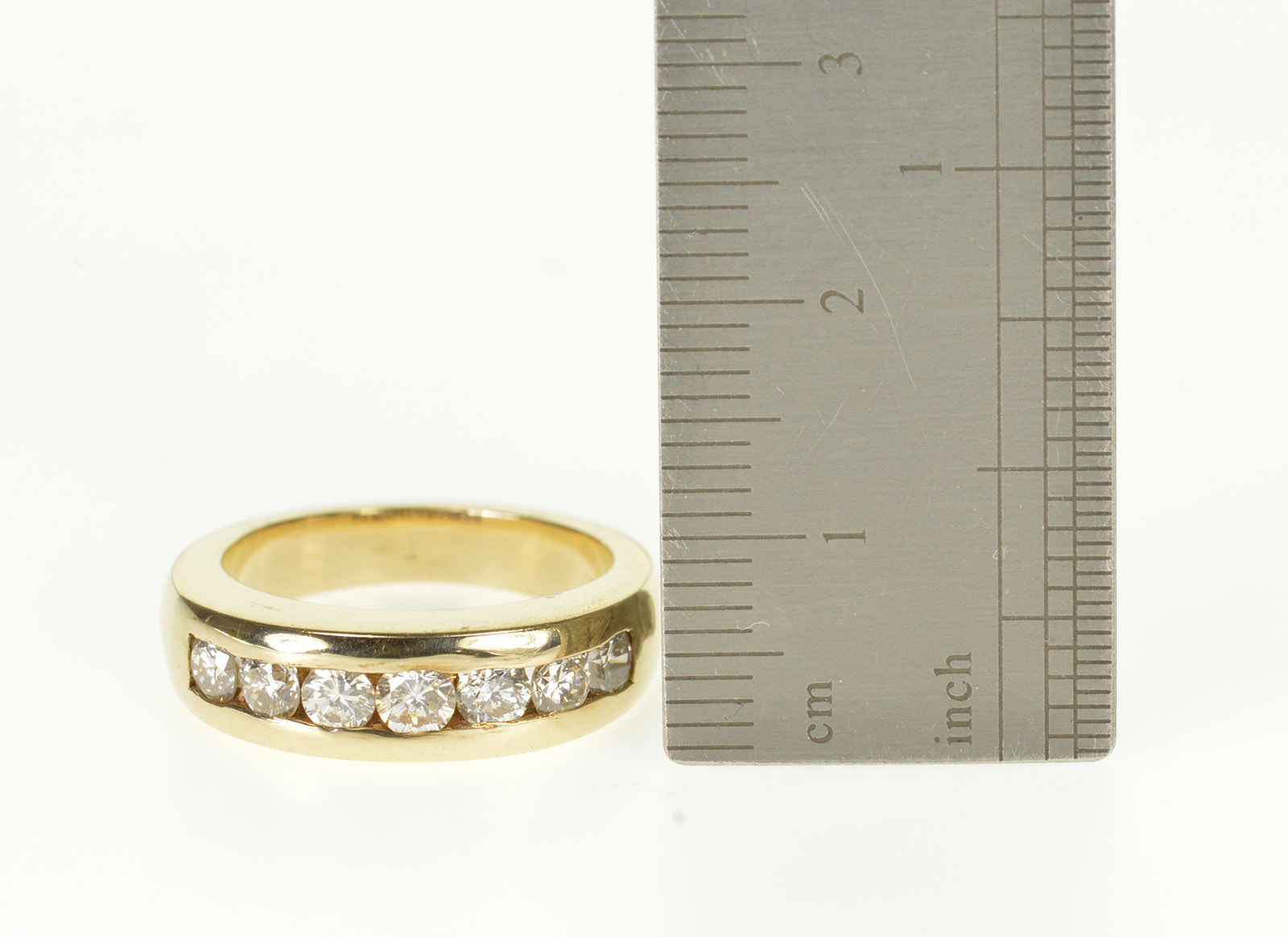 14K 0.84 Ctw Diamond Channel Inset Wedding Band Yellow Gold Ring, Size ...