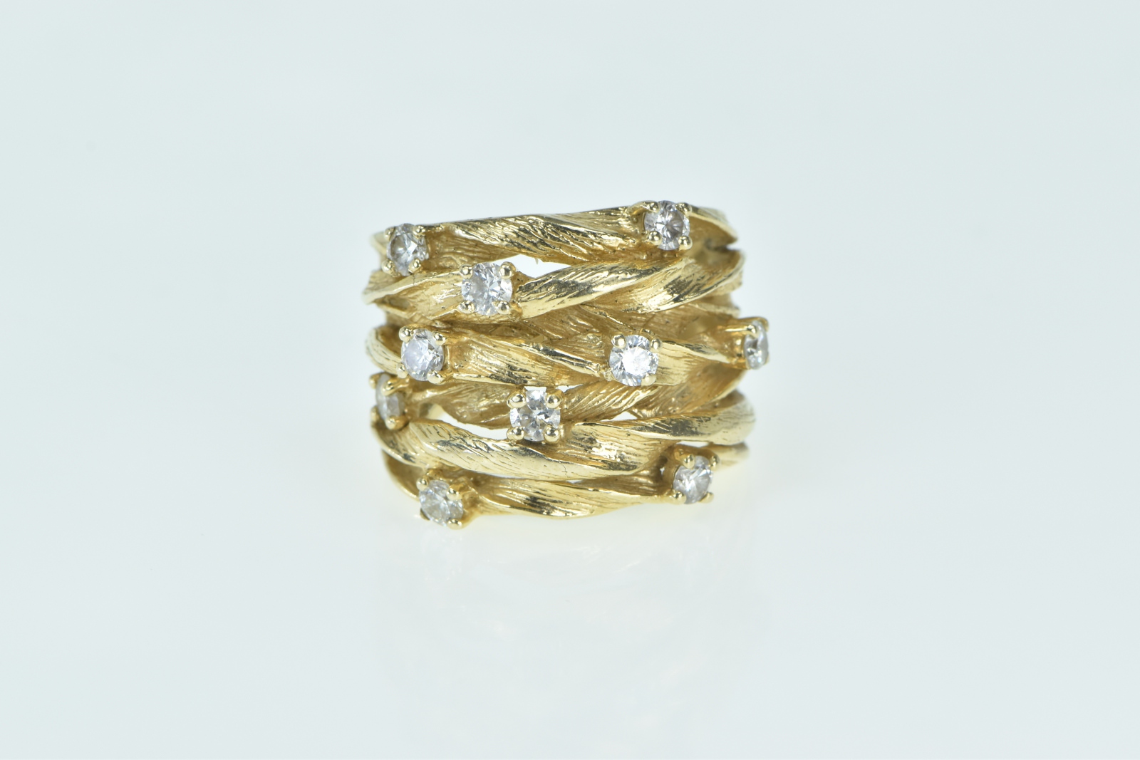 14K 0.90 Ctw EFFY D'oro Diamond Layered Band Yellow Gold Ring, Size 6.5 ...