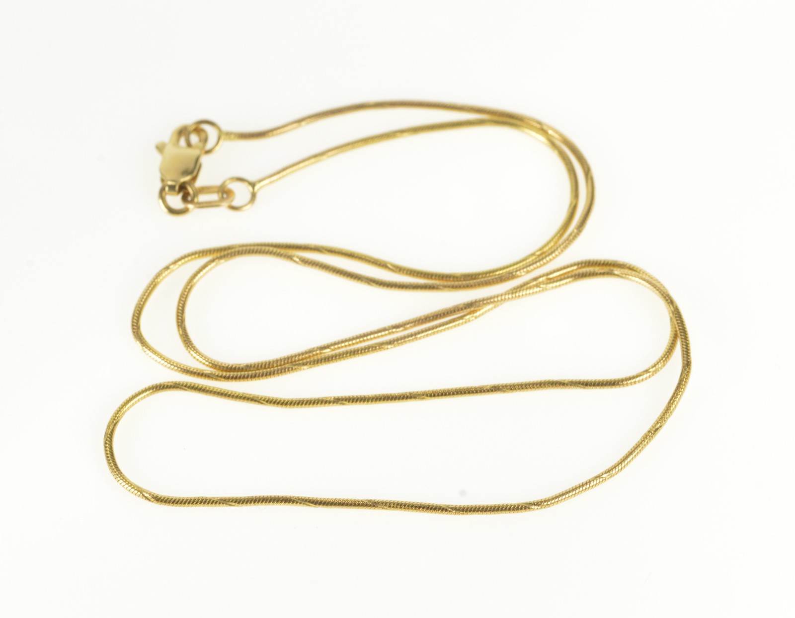 14K 0.9mm Snake Chain Twist Pattern Link Yellow Gold Necklace 16 ...