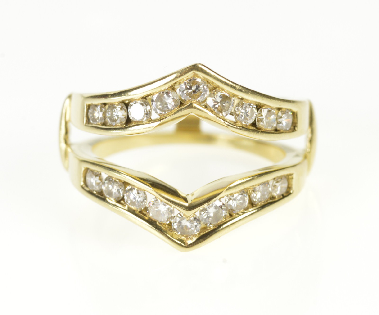 14K 1.08 Ctw Diamond Chevron Wedding Band Wrap Yellow Gold Ring, Size 6 ...