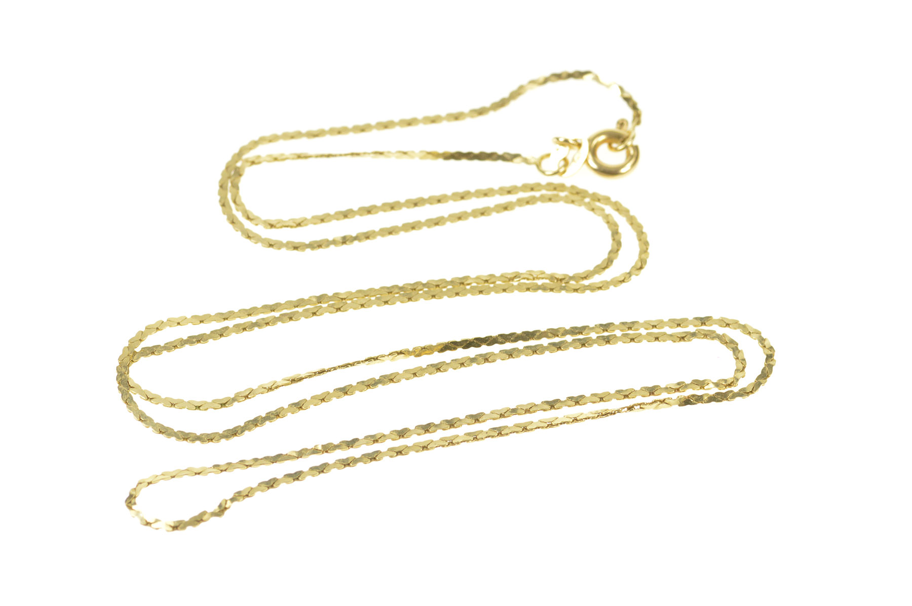 14K 1.0mm Flat Squared Link Pressed Chain Yellow Gold Necklace 20.5 ...