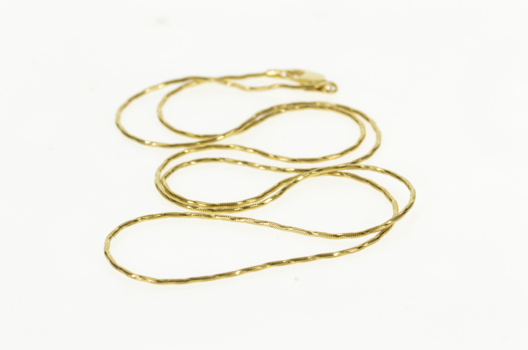14K 1.0mm Snake Chain Twist Spiral Pattern Link Yellow Gold Necklace 20 ...