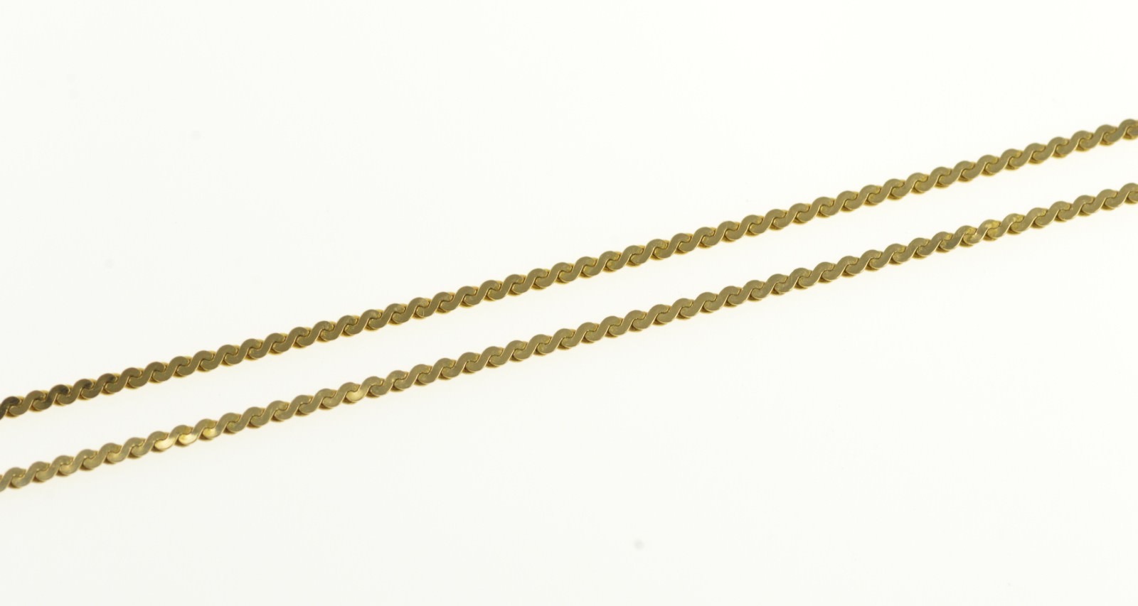 14K 1.1mm Serpentine Chain Flat Wave Link Yellow Gold Necklace 15.25 ...