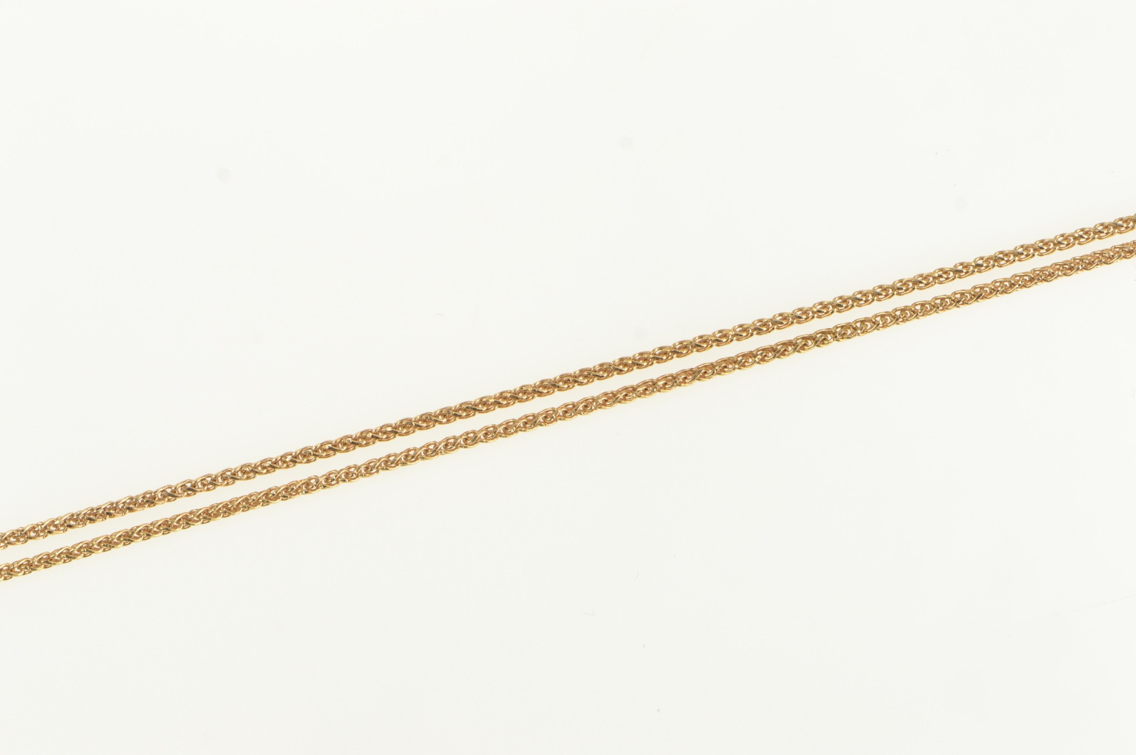 14K 1.1mm Wheat Chain Fancy Palma Link Rose Gold Necklace 18 ...