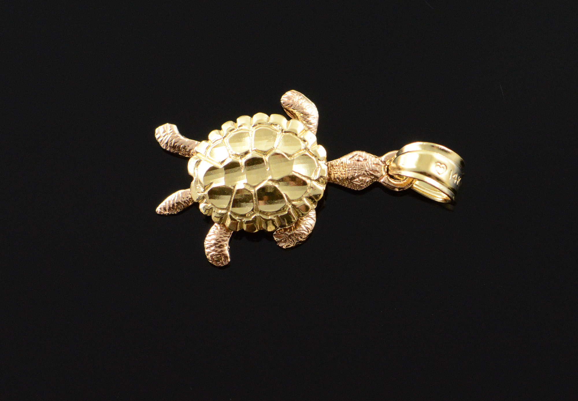 14K 1.2g Articulated Sea Turtle Rose Gold Wiggle Legs Yellow Gold Charm ...