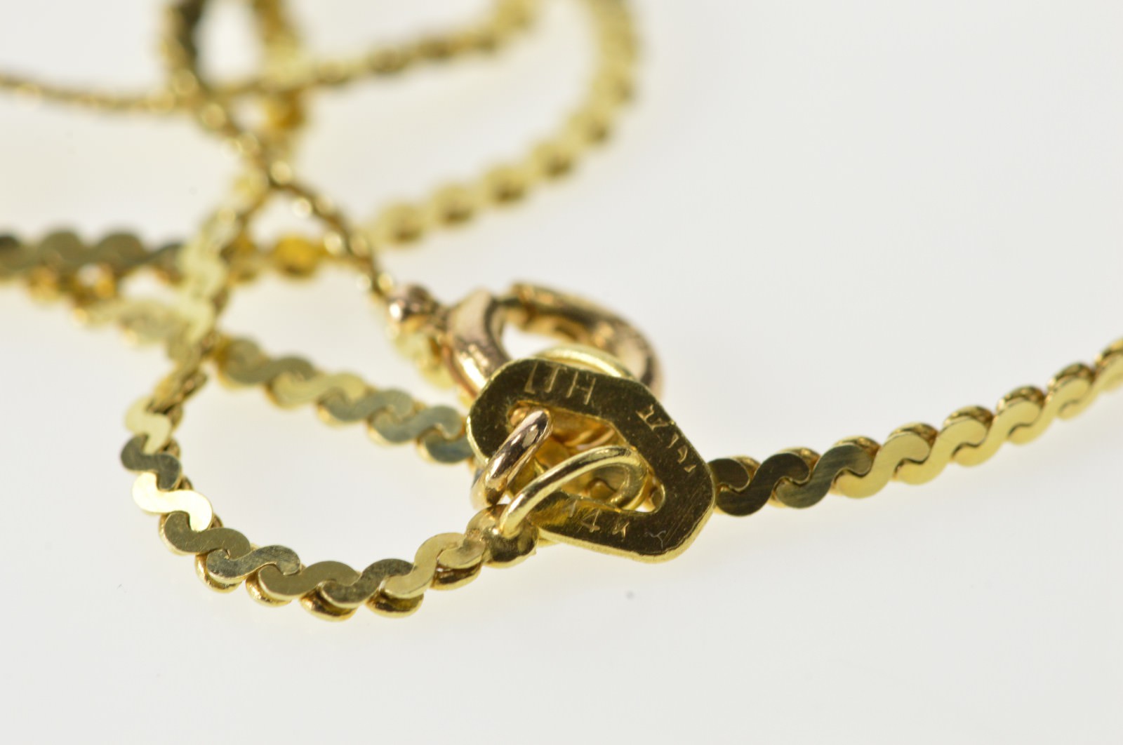 14K 1.3mm Flat Serpentine Chain Wave Link Yellow Gold Necklace 15 ...