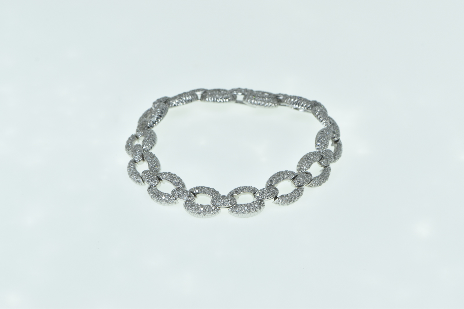 14K 14K 9.63 Ctw Pave Diamond Oval Chain Tennis Yellow Gold Bracelet 6. ...