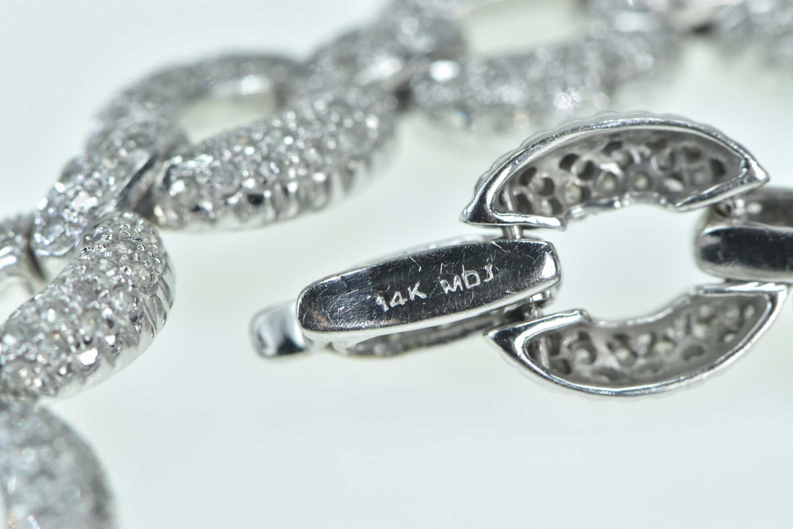 14K 14K 9.63 Ctw Pave Diamond Oval Chain Tennis Yellow Gold Bracelet 6. ...