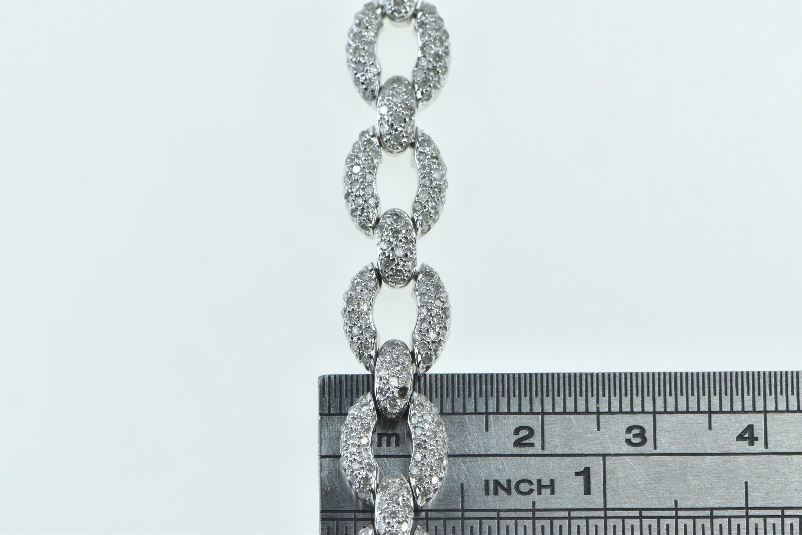 14K 14K 9.63 Ctw Pave Diamond Oval Chain Tennis Yellow Gold Bracelet 6. ...