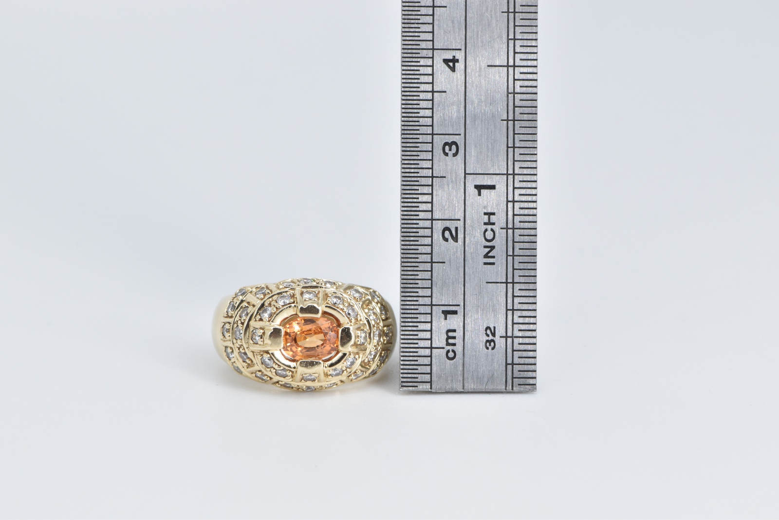 14K 1.50 Ctw Oval Citrine Diamond Encrusted Yellow Gold Ring, Size 8 ...