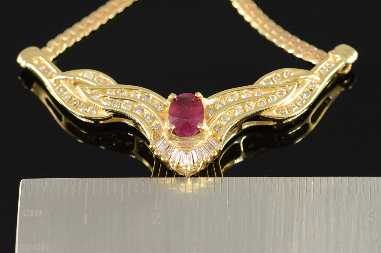 14K 1.50 Ctw Ruby Diamond Channel Set Yellow Gold Necklace 18 ...