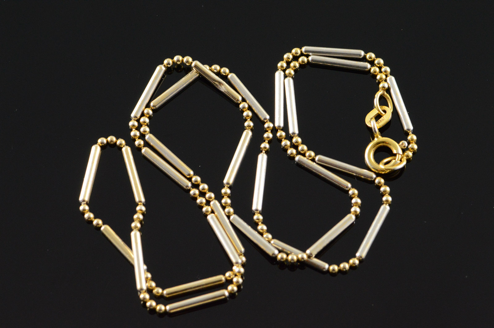 14K 1.5mm Ball & Bar Link Two Tone Yellow Gold Necklace 18" | Property Room