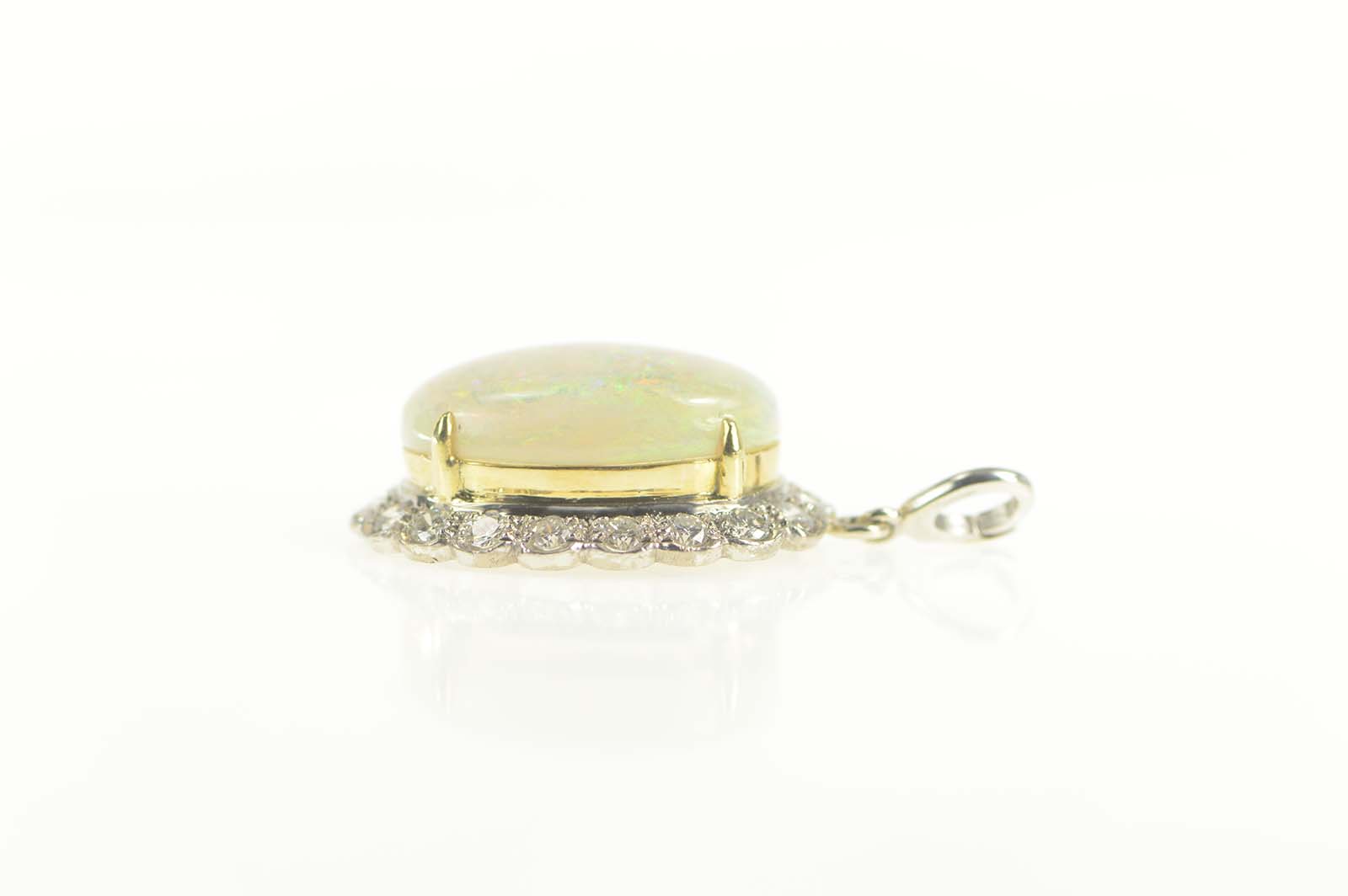 14K 16.57 Ctw Victorian Handmade Opal Diamond Yellow Gold Pendant ...