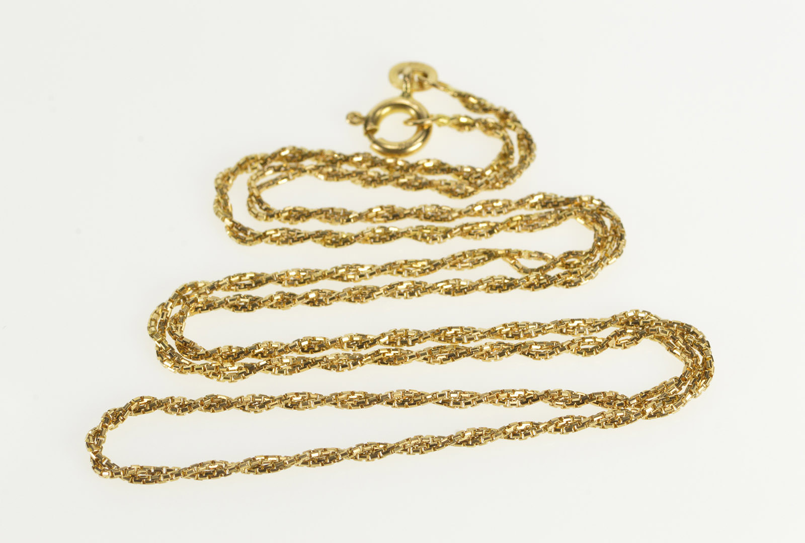 14K 1.6mm Box Square Link Twist Chain Yellow Gold Necklace 18.25 ...