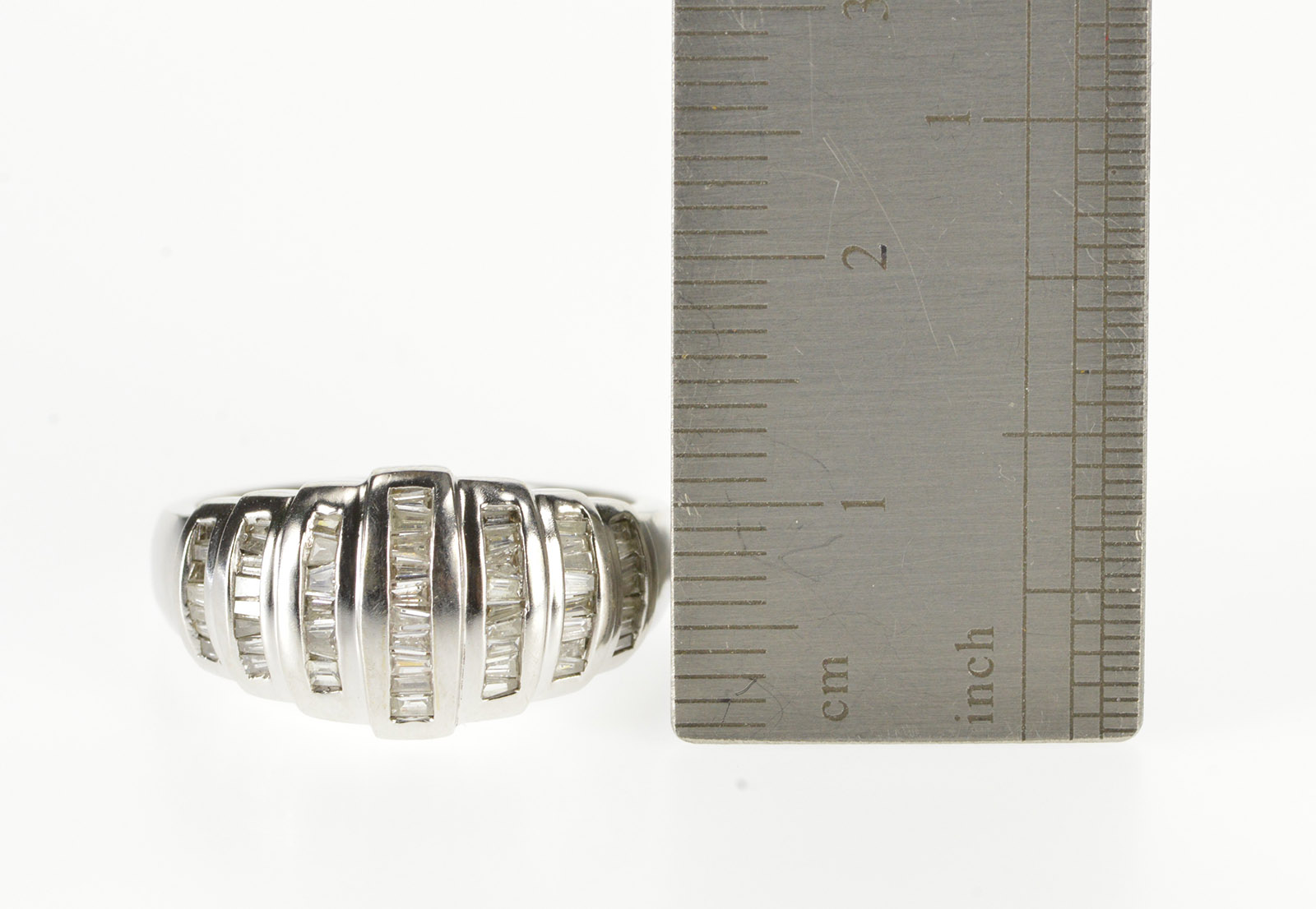 14K 1.74 Ctw Rounded Diamond Channel Inset Band White Gold Ring, Size 7 ...
