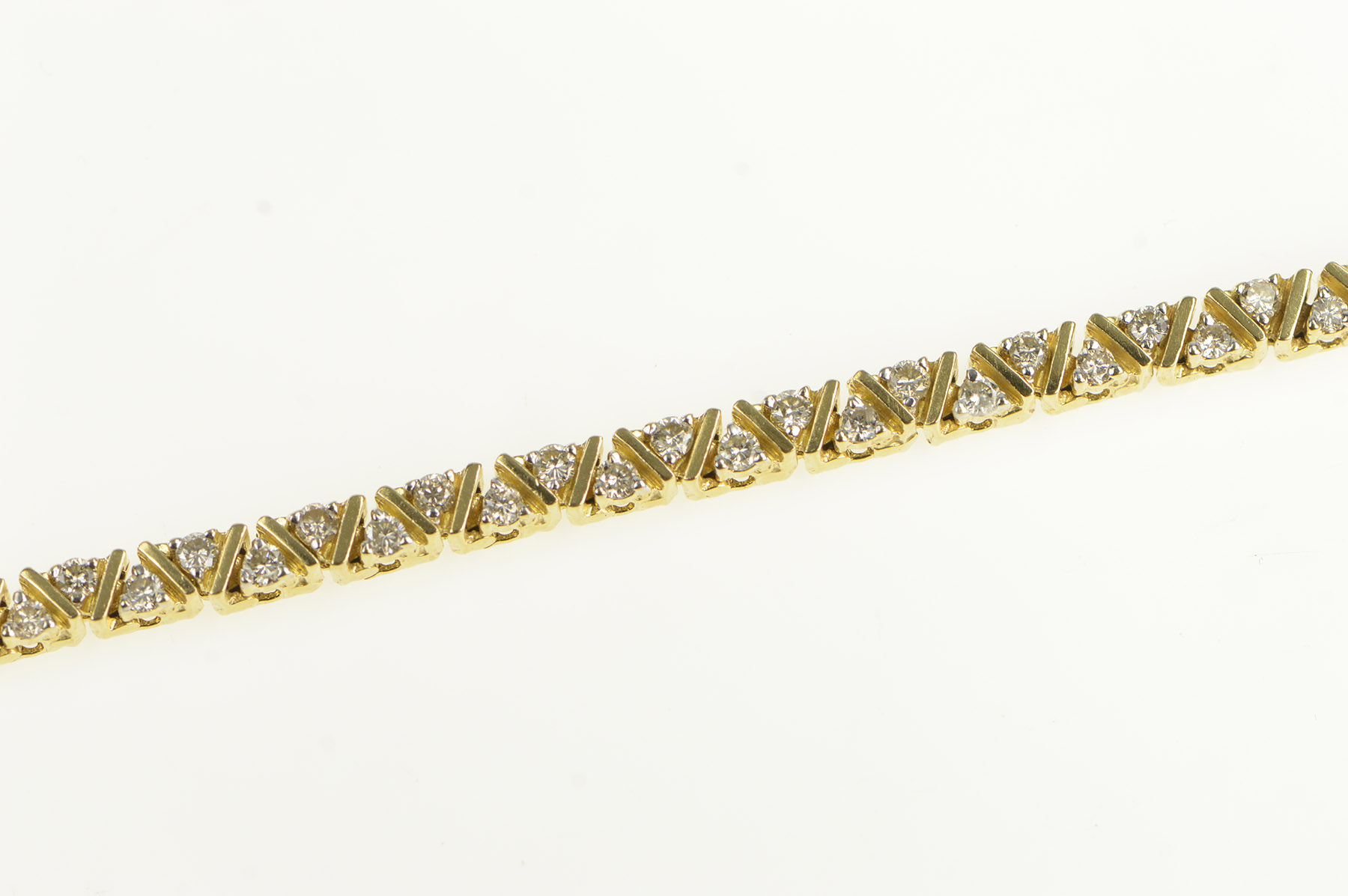 14K 1.75 Ctw Diamond Zig Zag Cluster Tennis Yellow Gold Bracelet 6.75 ...
