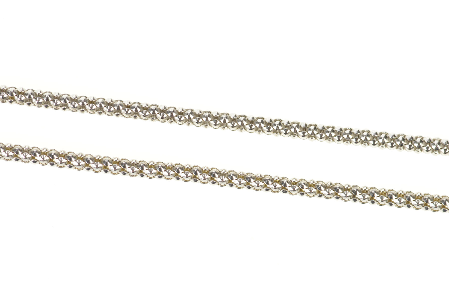 14K 1.7mm Popcorn Chain Fancy Round Link White Gold Necklace 15.5 ...