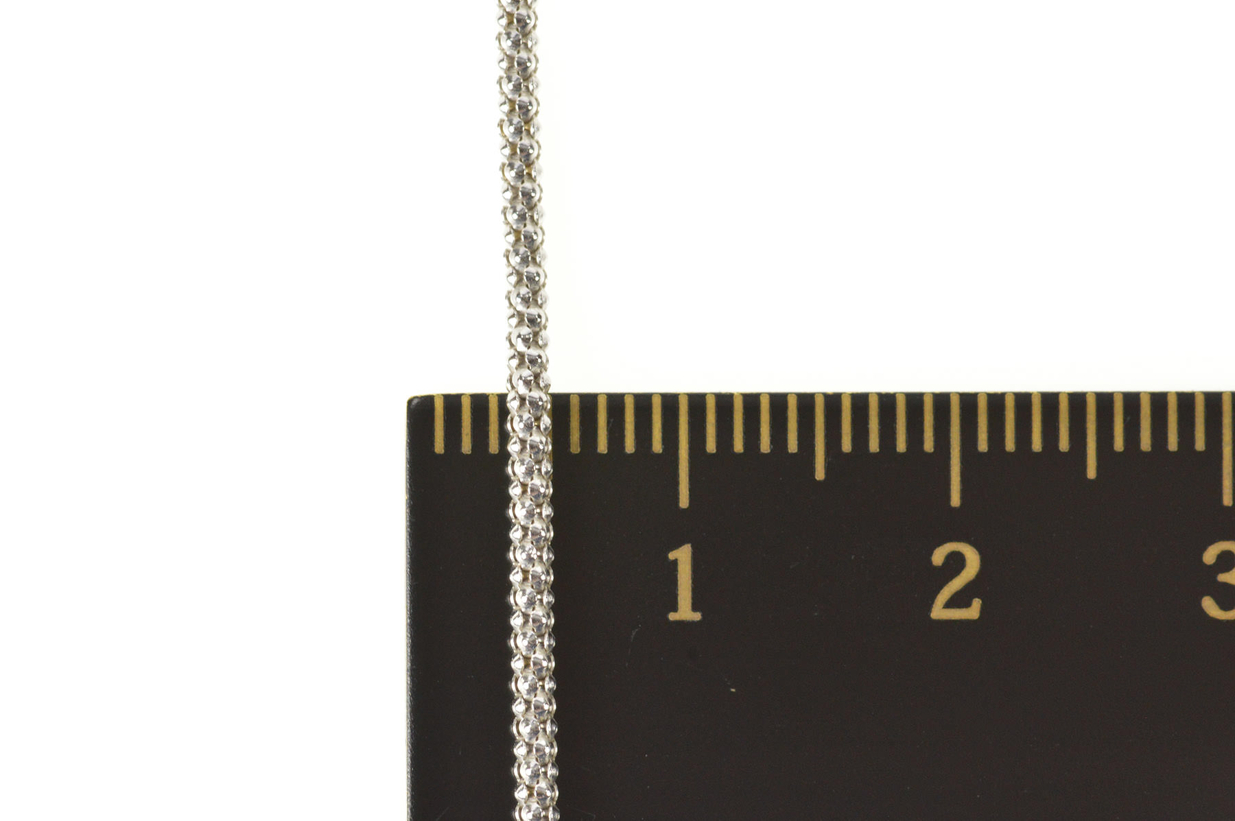 14K 1.7mm Popcorn Chain Fancy Round Link White Gold Necklace 15.5 ...