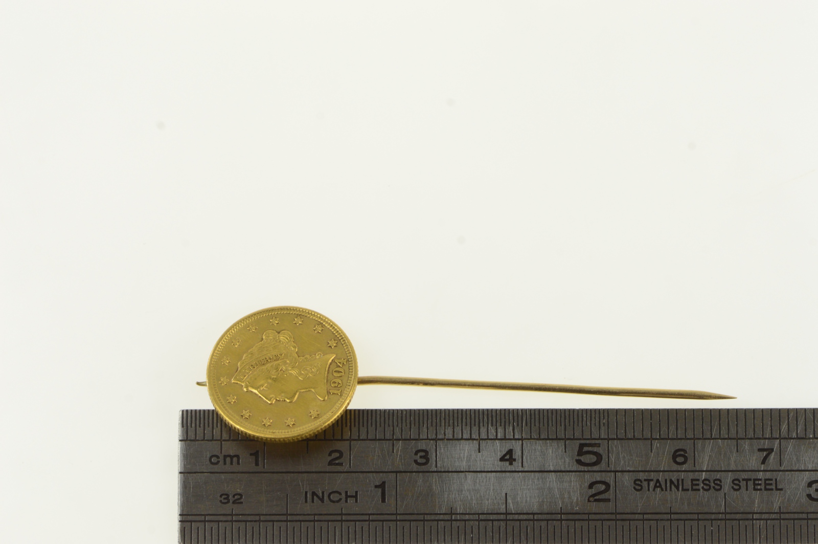 14K 1904 $2.50 Liberty Head Gold Coin Yellow Gold Stick Pin | Property Room